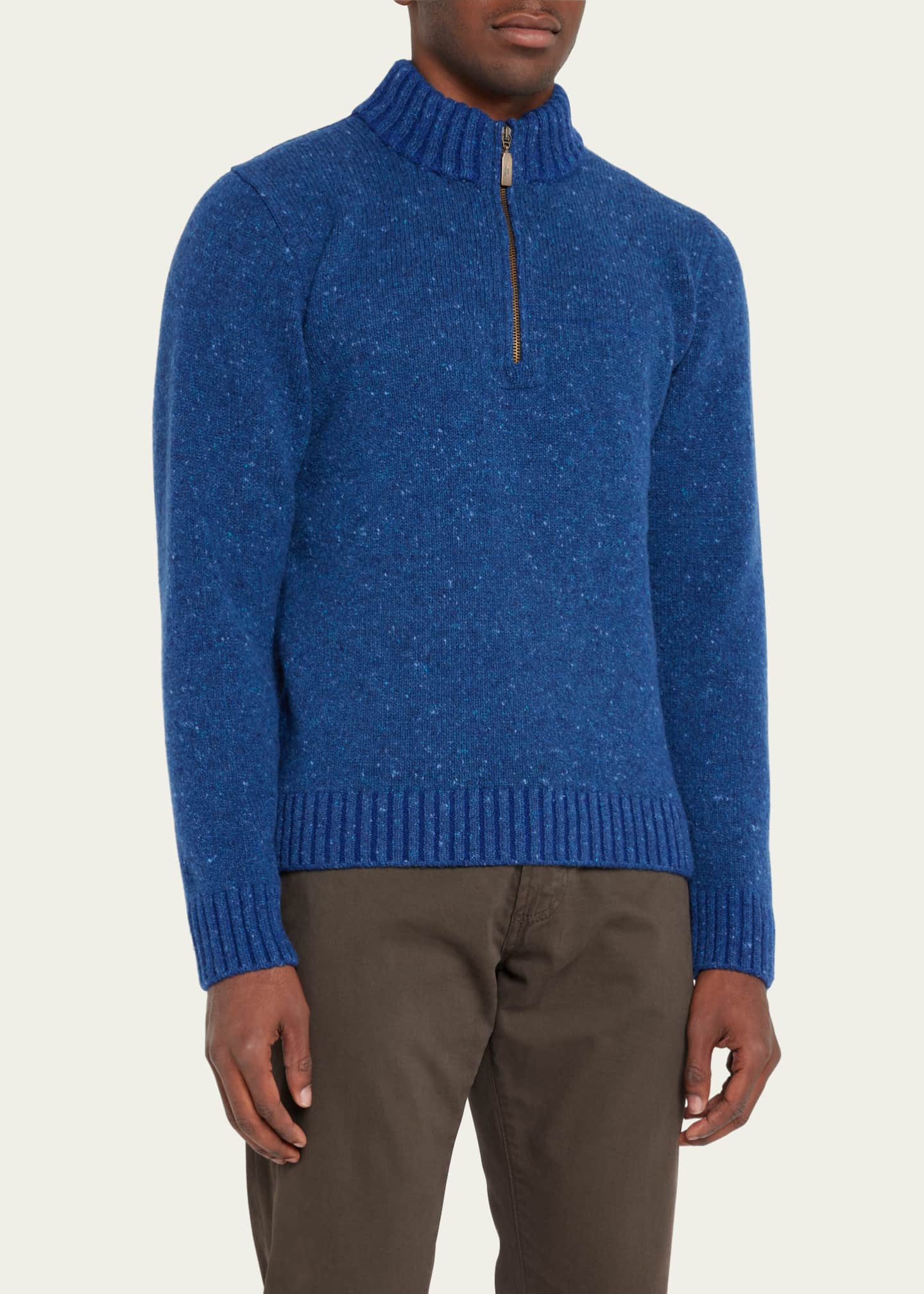 Inis Meain Men's Wool-Cashmere Half-Zip Sweater - Bergdorf Goodman
