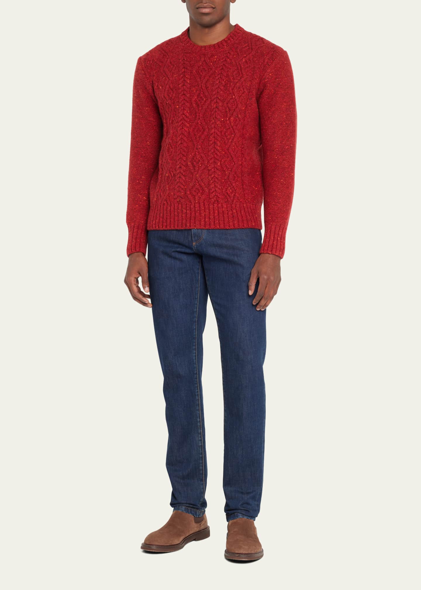 Inis Meain Men's Aran Cable-Knit Crewneck Sweater - Bergdorf Goodman