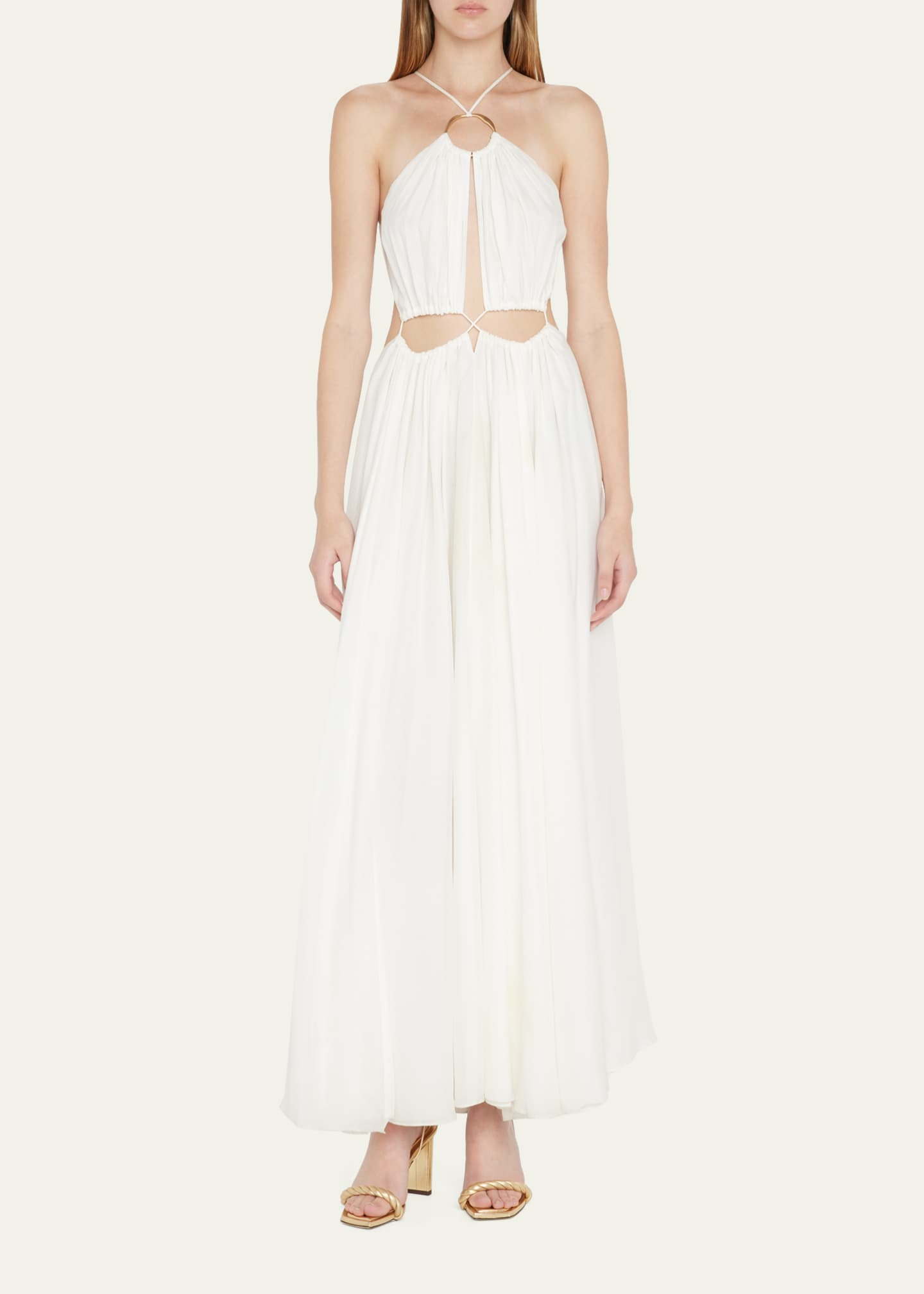 Cult Gaia Aphrodite Halter Cutout Silk Gown Bergdorf Goodman