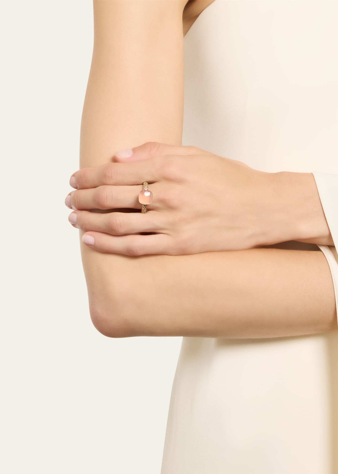 Pomellato 18K Gold Nudo Classic Rose Quartz Diamond Ring - Bergdorf Goodman