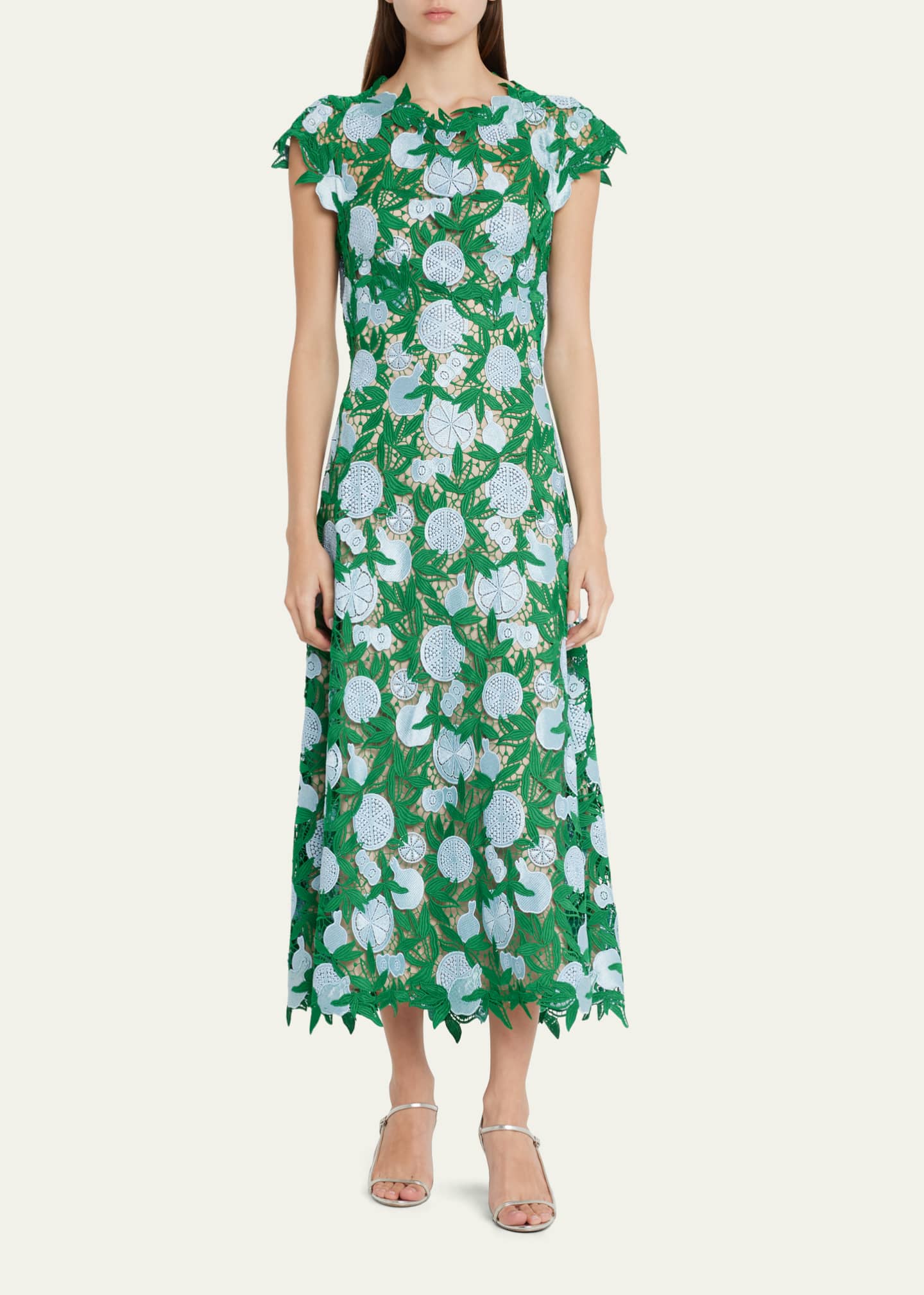 Lela Rose Floral Lace Midi Dress With Open Back Bergdorf Goodman