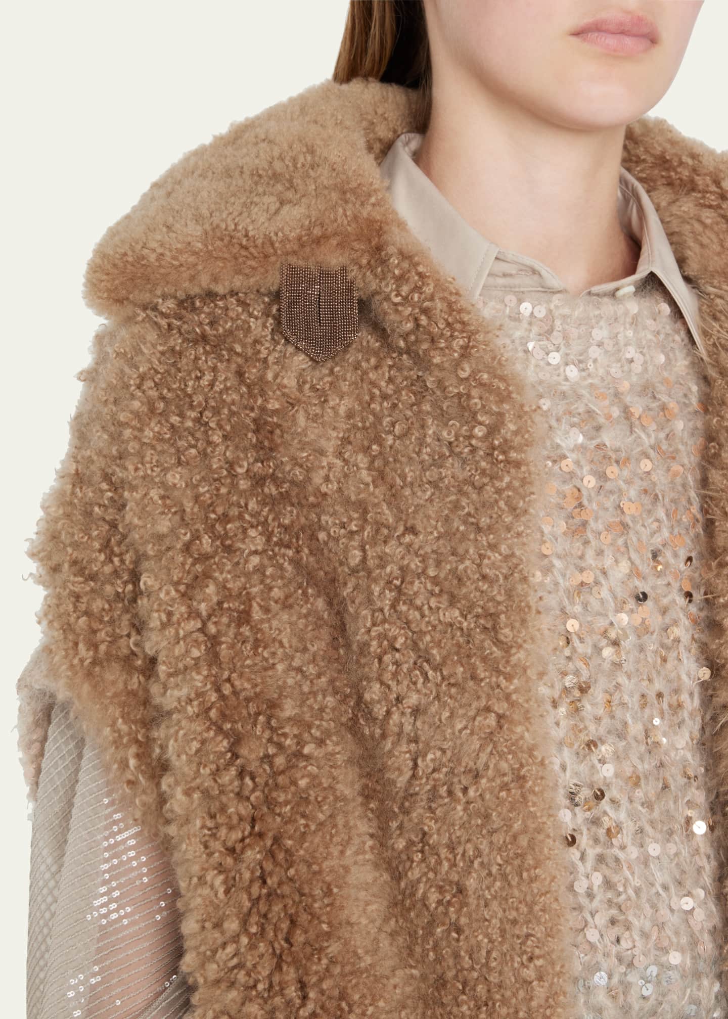 Brunello Cucinelli Monili-Tab Cash Goat Fur Cape - Bergdorf Goodman