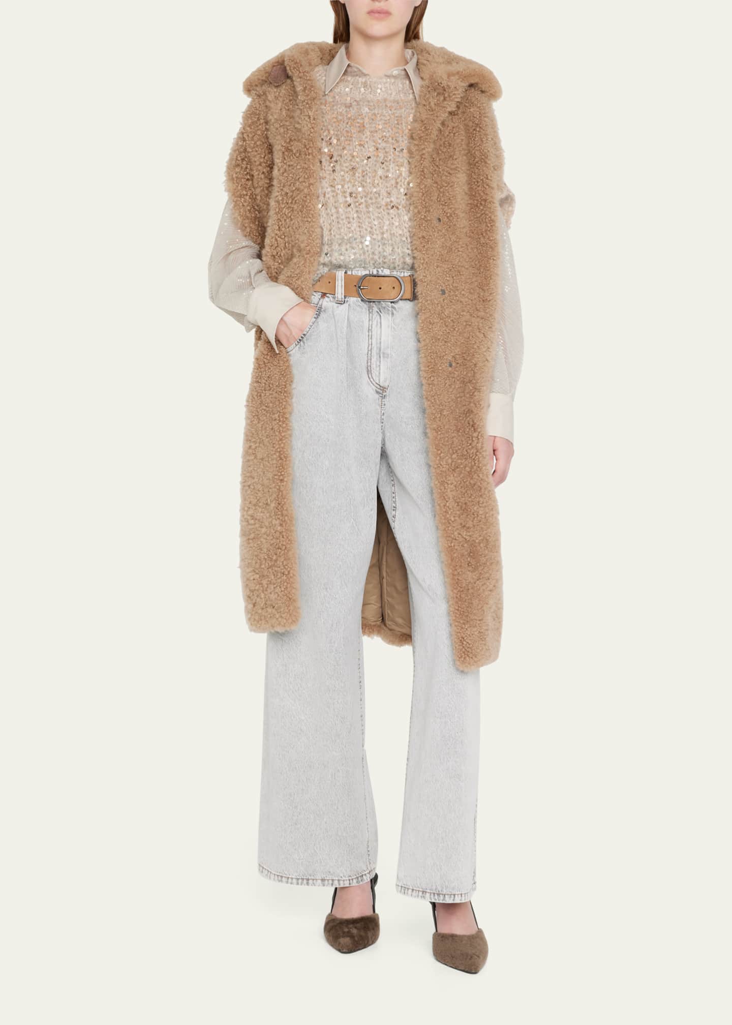 Brunello Cucinelli Monili-Tab Cash Goat Fur Cape - Bergdorf Goodman