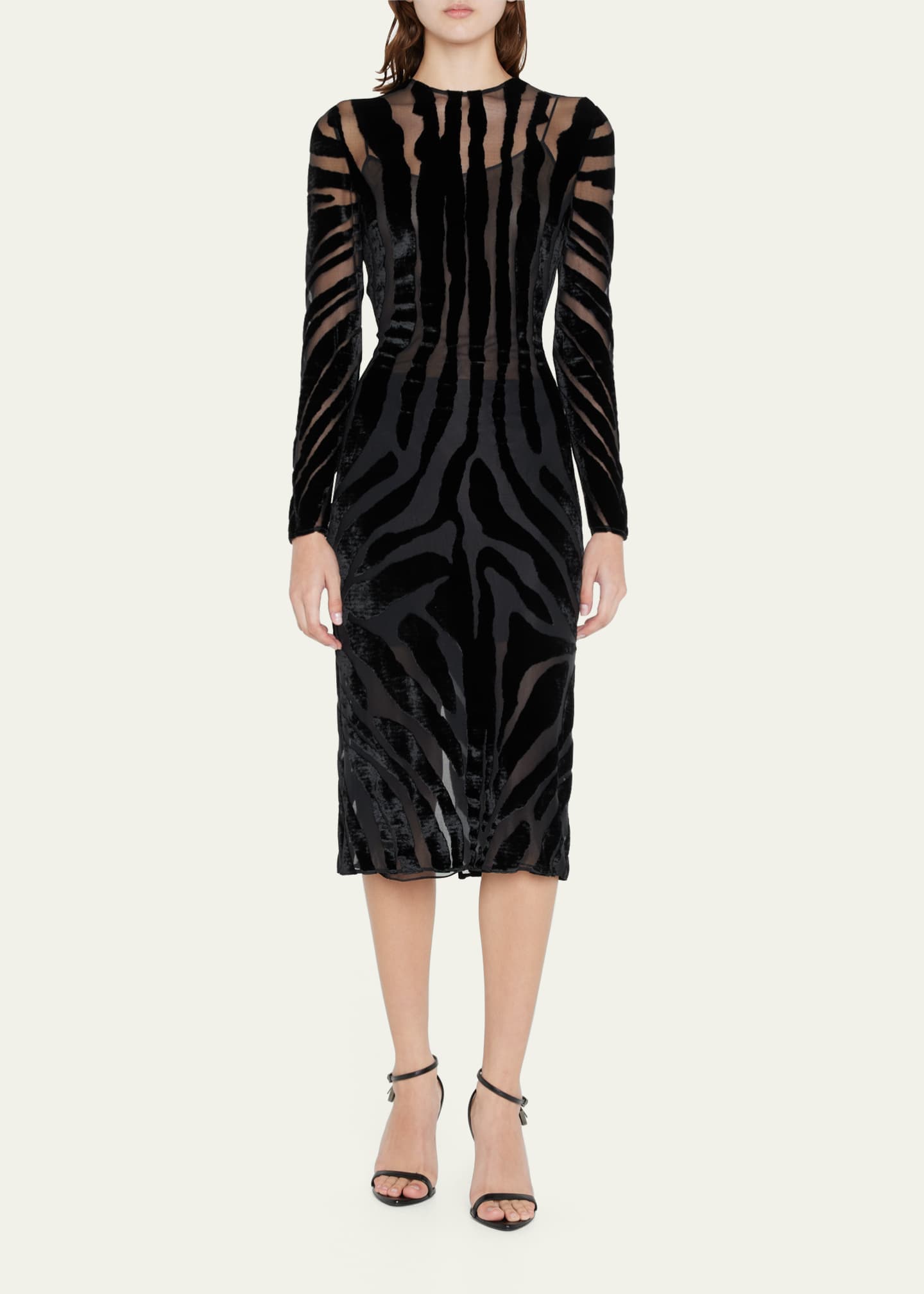 TOM FORD Velour Zebra Jacquard Sheer Midi Dress - Bergdorf Goodman