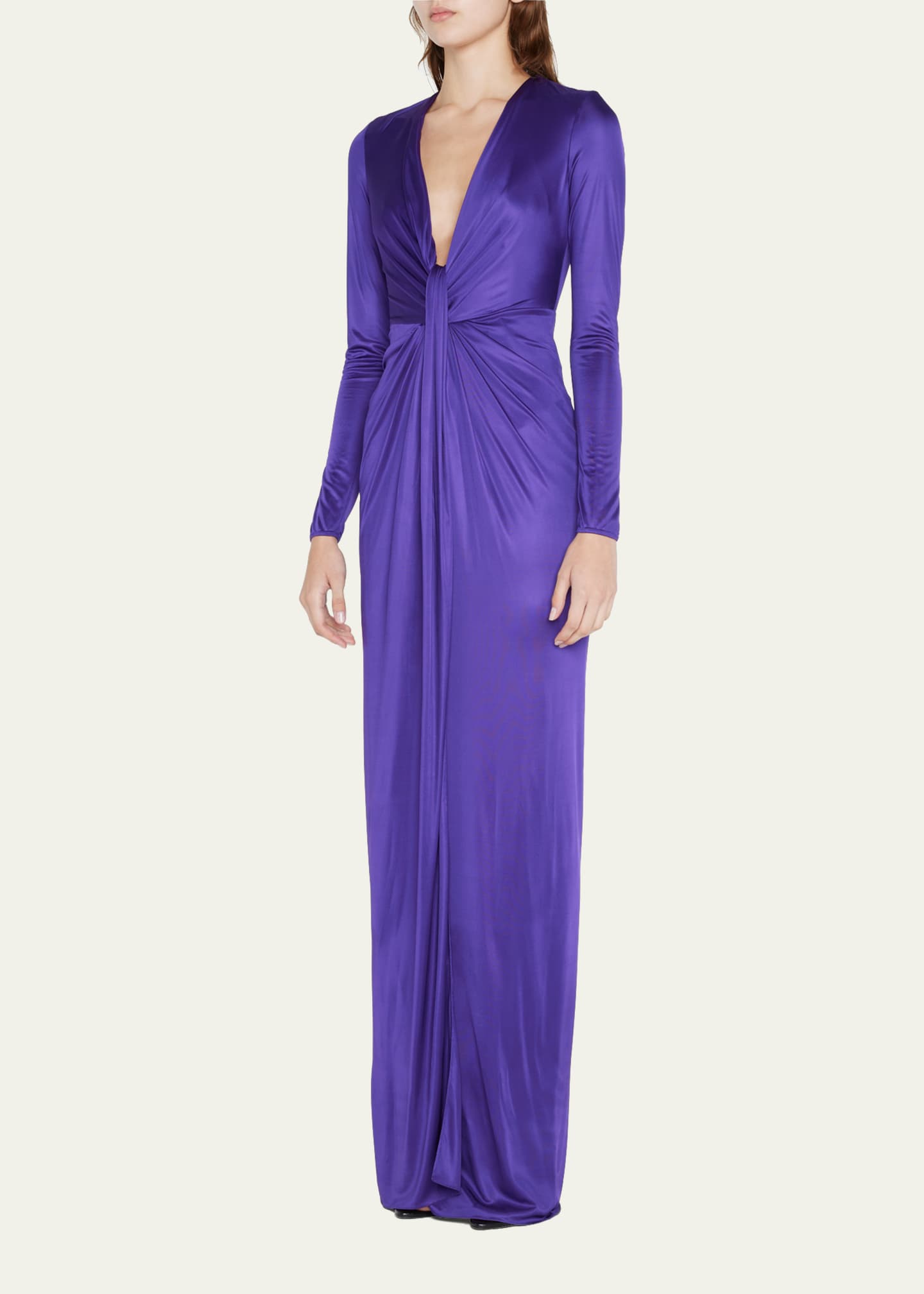 TOM FORD Deep-V Draped Front Gown - Bergdorf Goodman