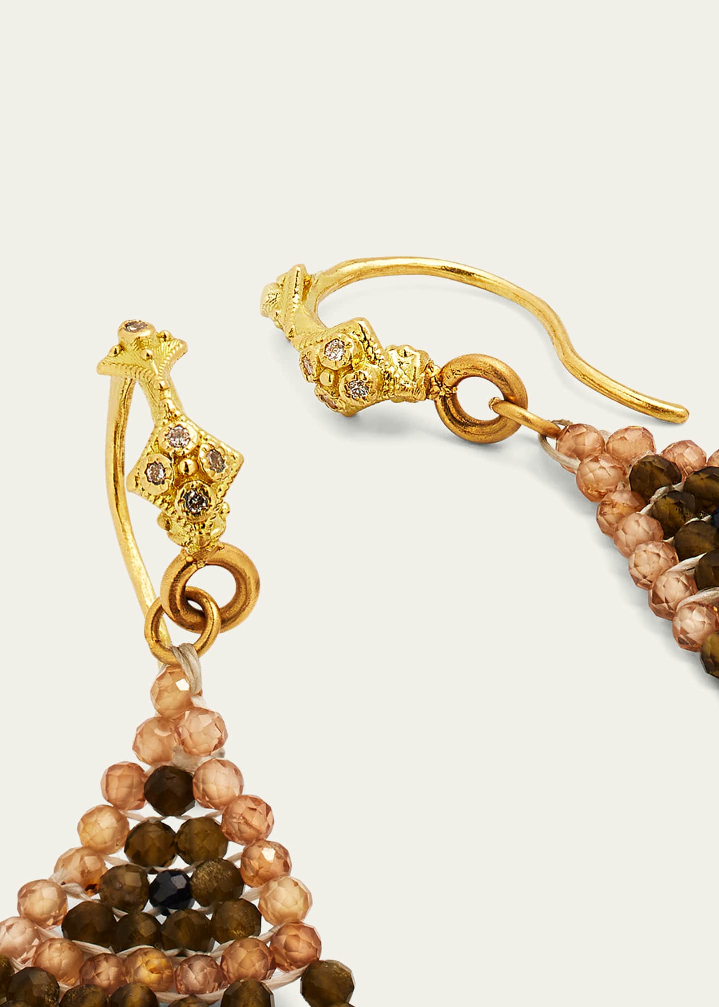 Armenta 18K Yellow Gold Beaded Feather Earrings with Shaded Sapphires ...