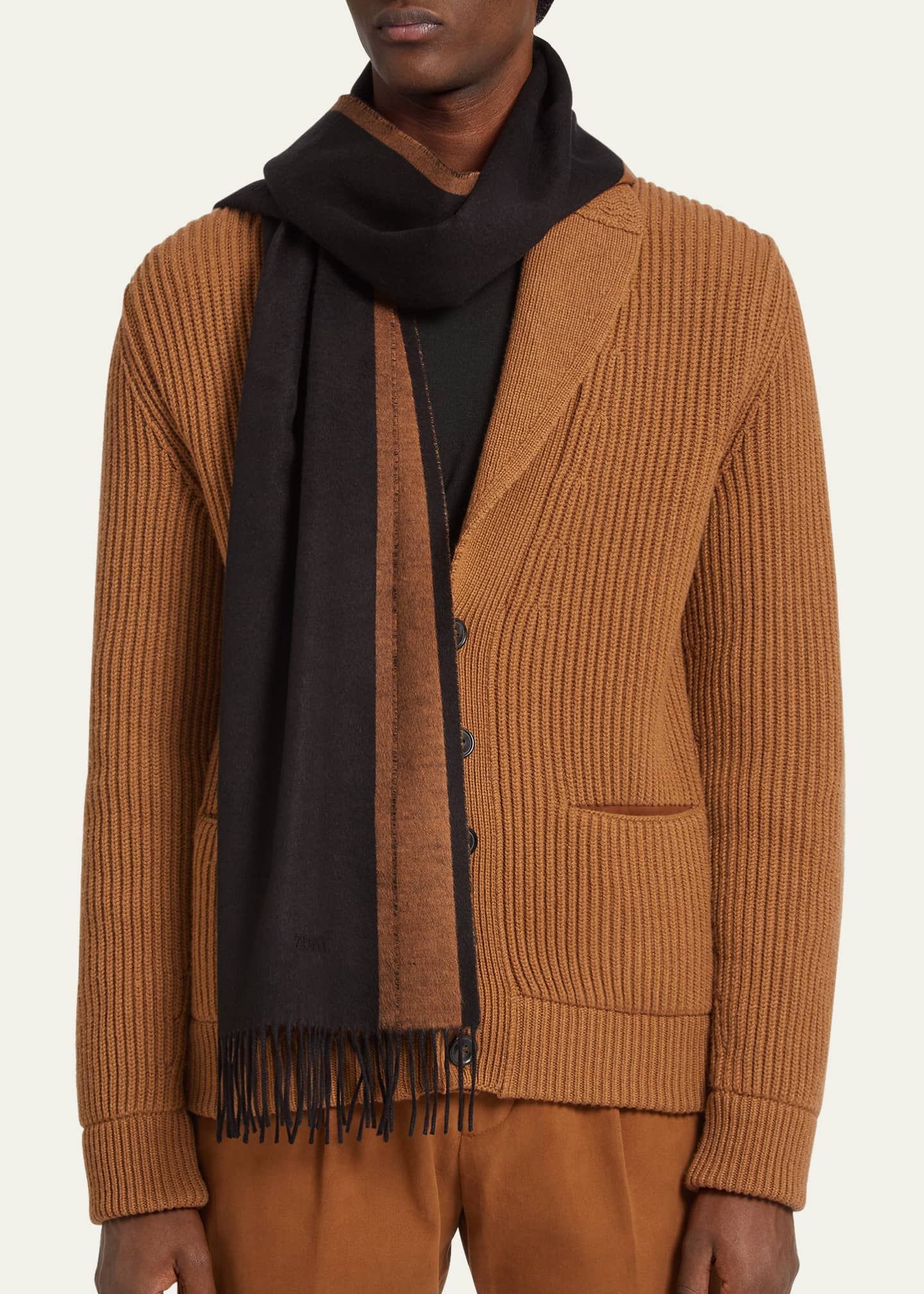 ZEGNA Men's Bicolor Silk Scarf - Bergdorf Goodman