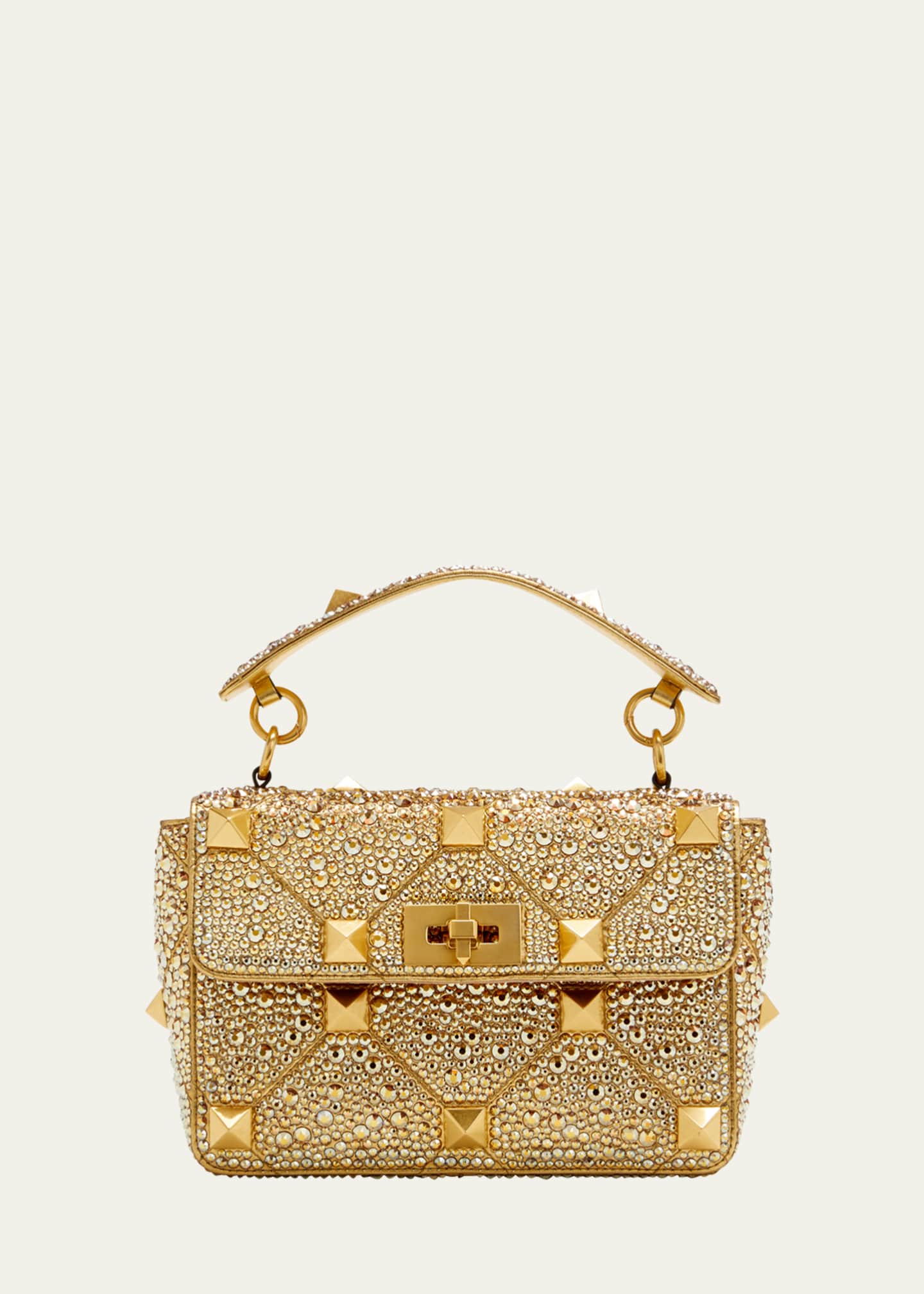 Valentino Garavani Roman Stud Medium Crystal Shoulder Bag - Bergdorf ...
