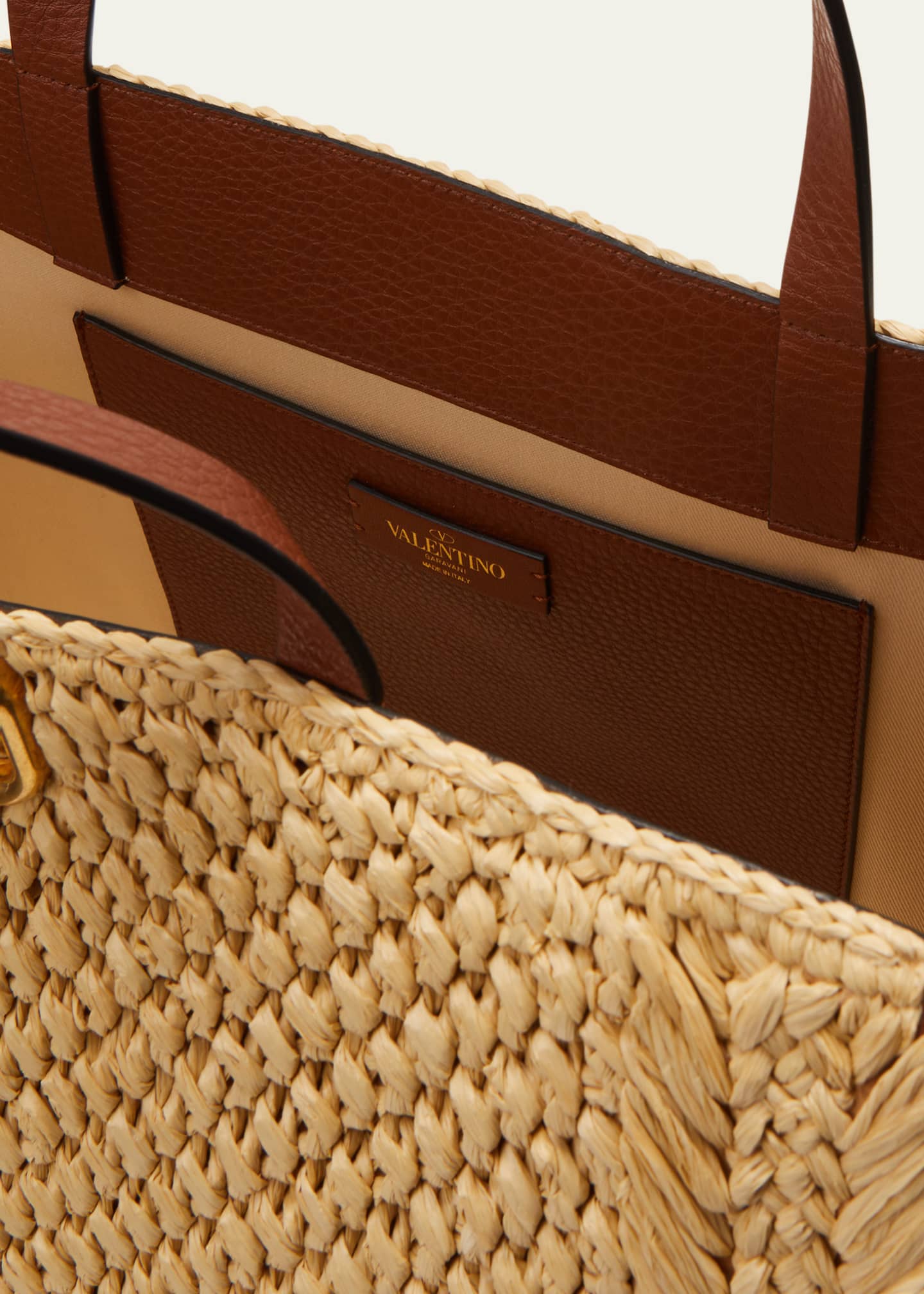 Valentino Garavani VLOGO Raffia Tote Bag - Bergdorf Goodman