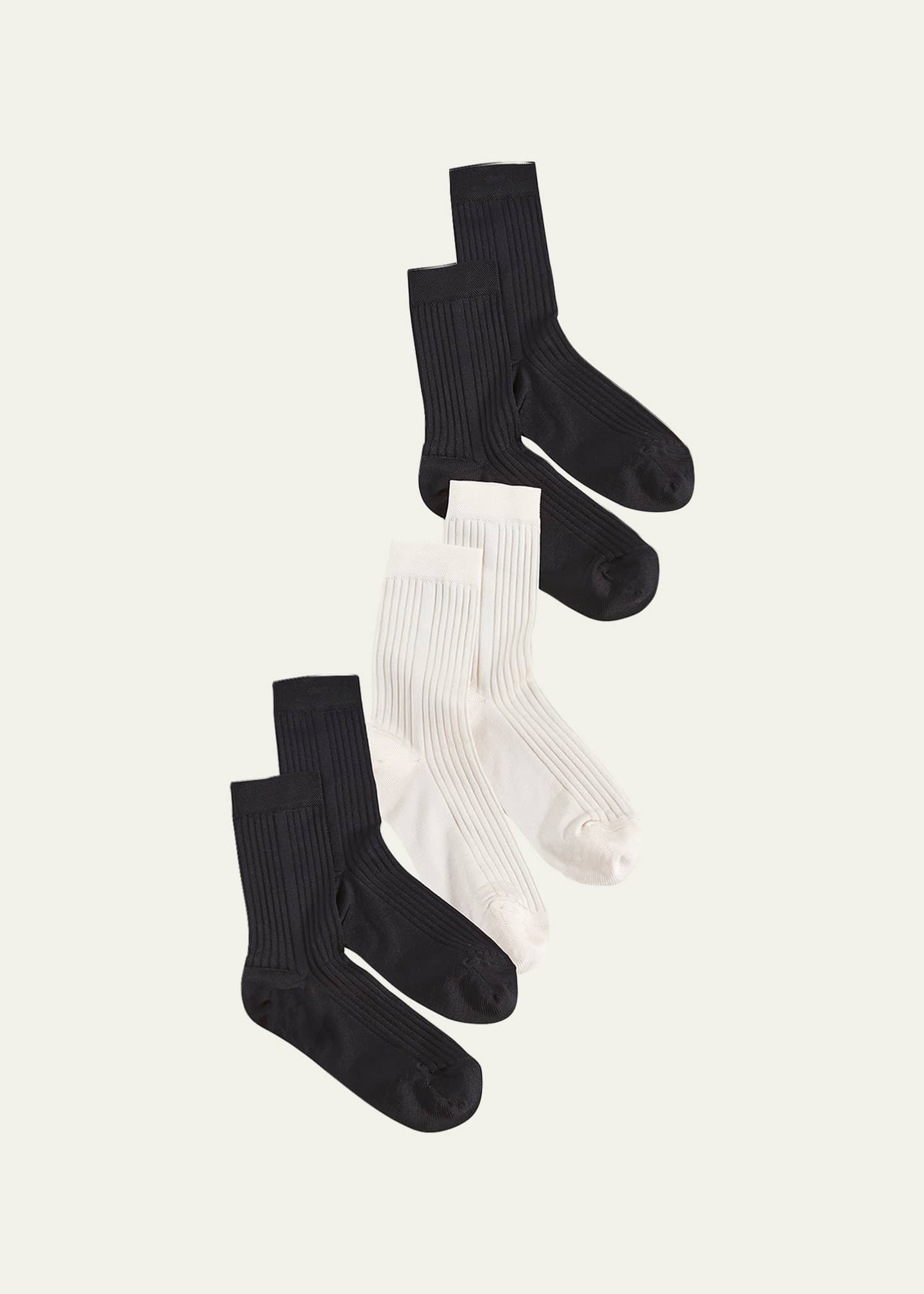 Stems Silky Rib-Knit Crew Socks 3-Pack - Bergdorf Goodman