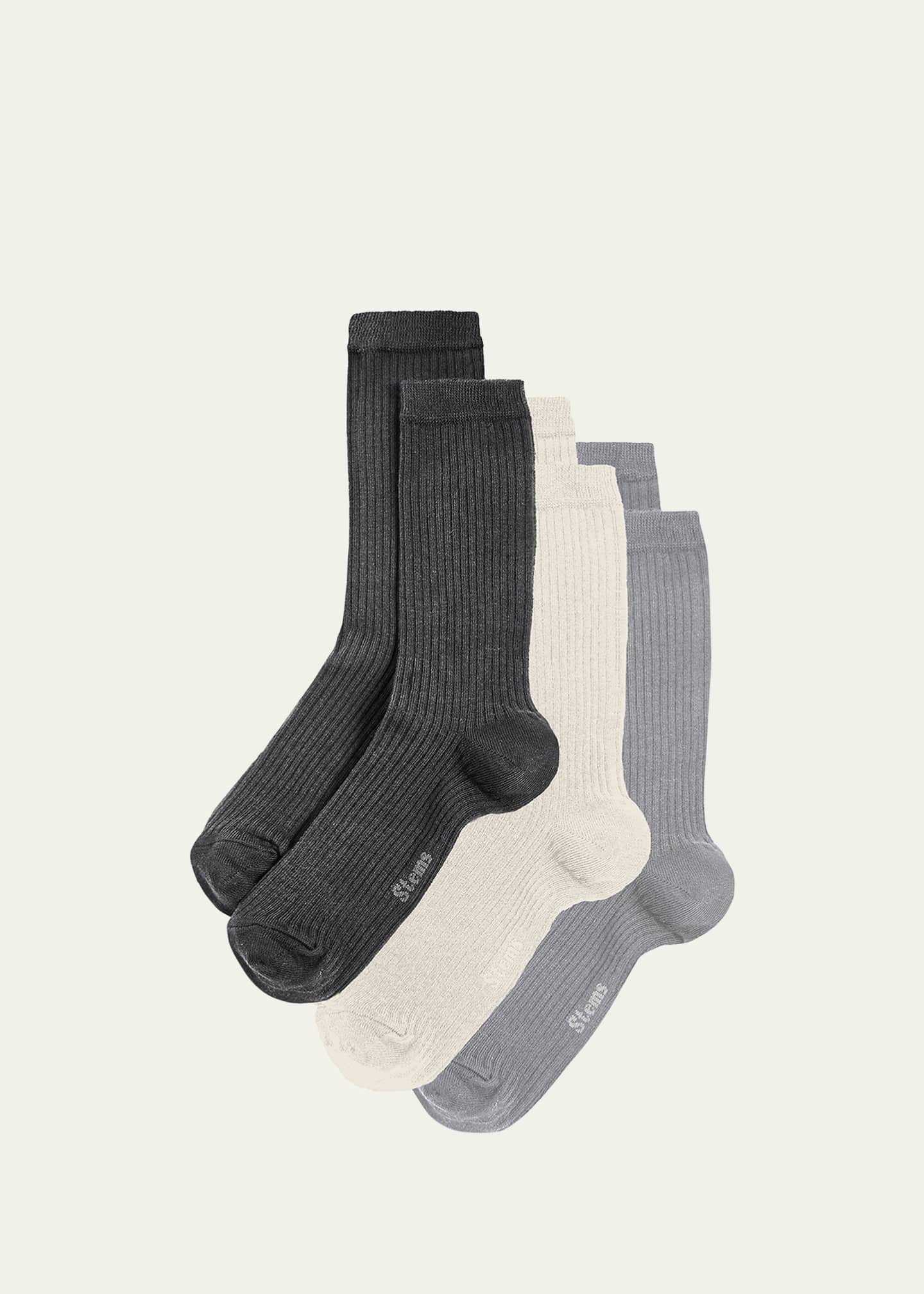 Stems Cashmere-Cotton Crew Socks 3-Pack - Bergdorf Goodman