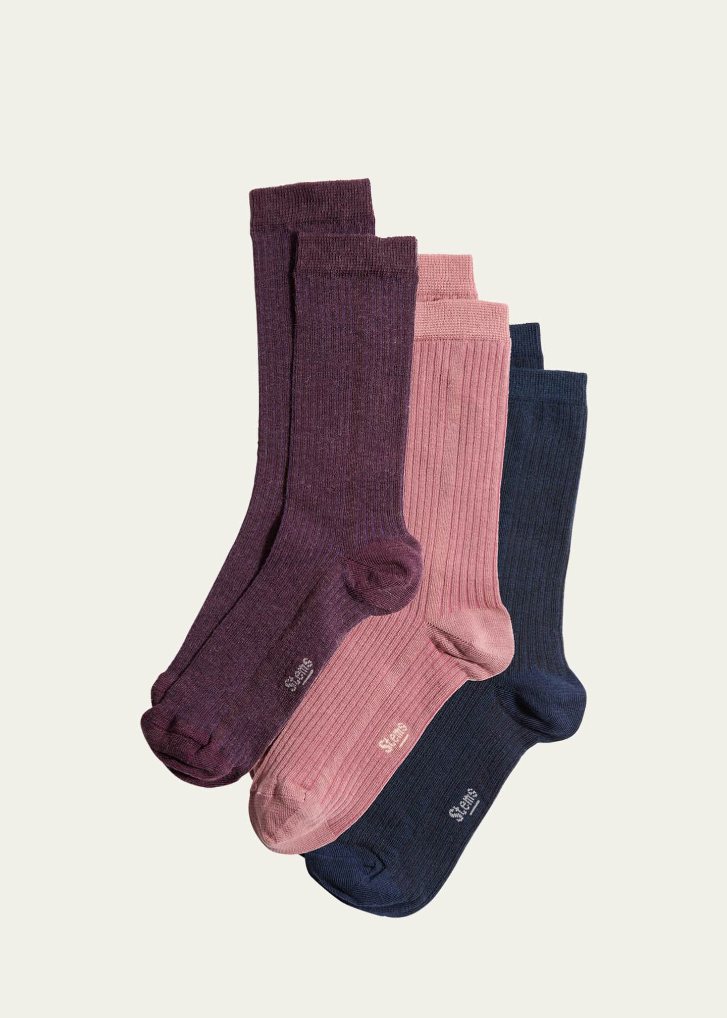 Stems Cashmere-Cotton Crew Socks 3-Pack - Bergdorf Goodman