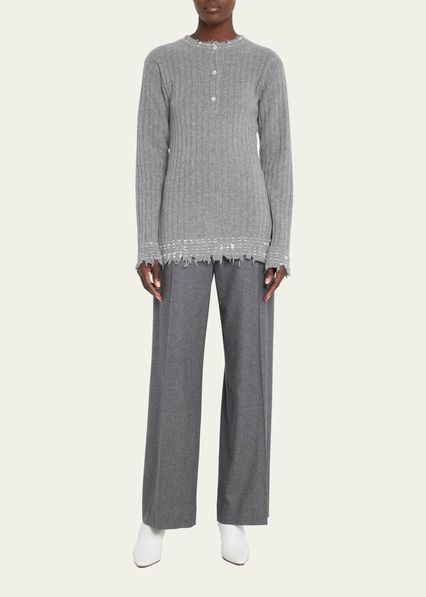 Marni Henley Raw-Edge Wool Sweater - Bergdorf Goodman