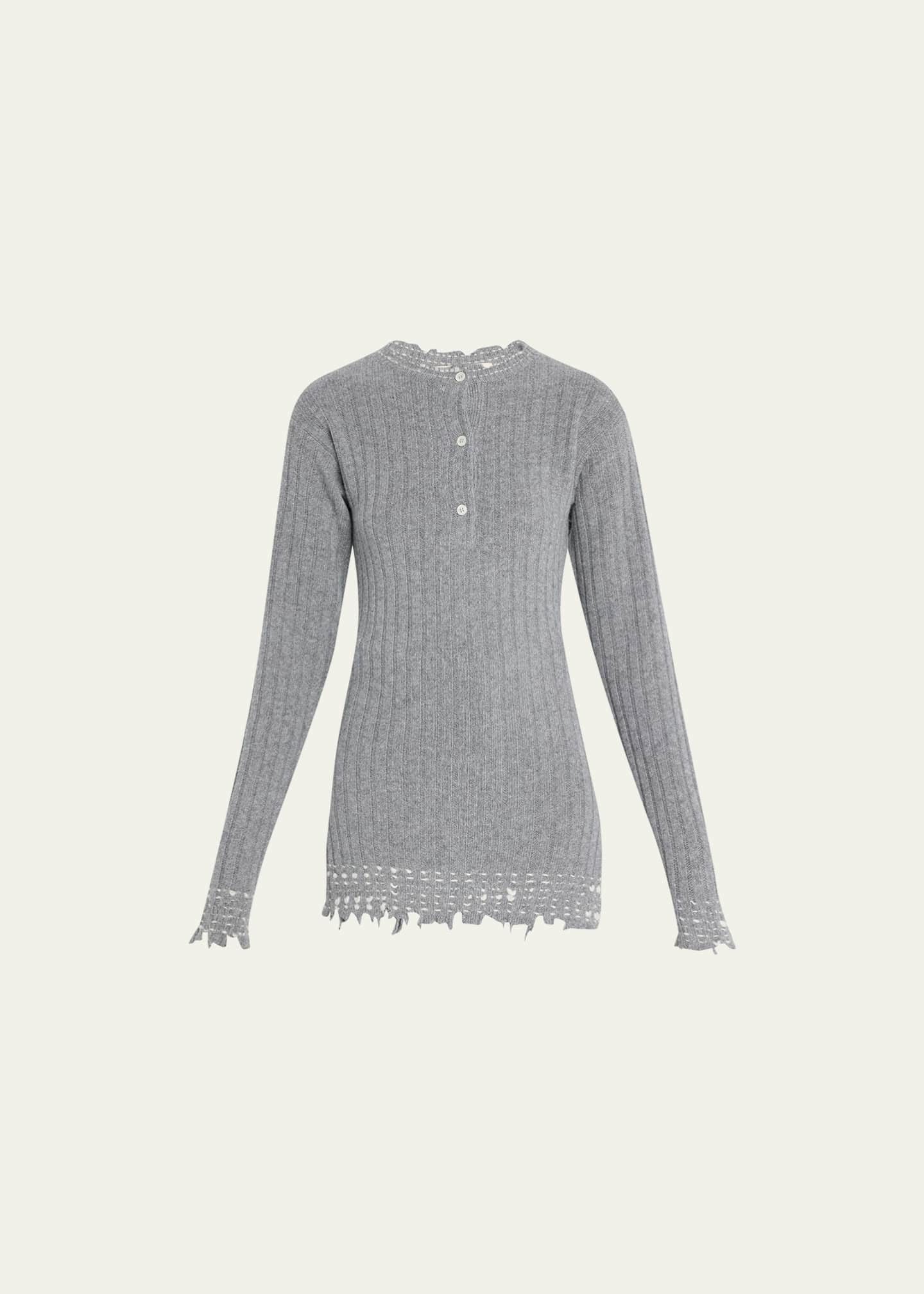 Marni Henley Raw-Edge Wool Sweater - Bergdorf Goodman