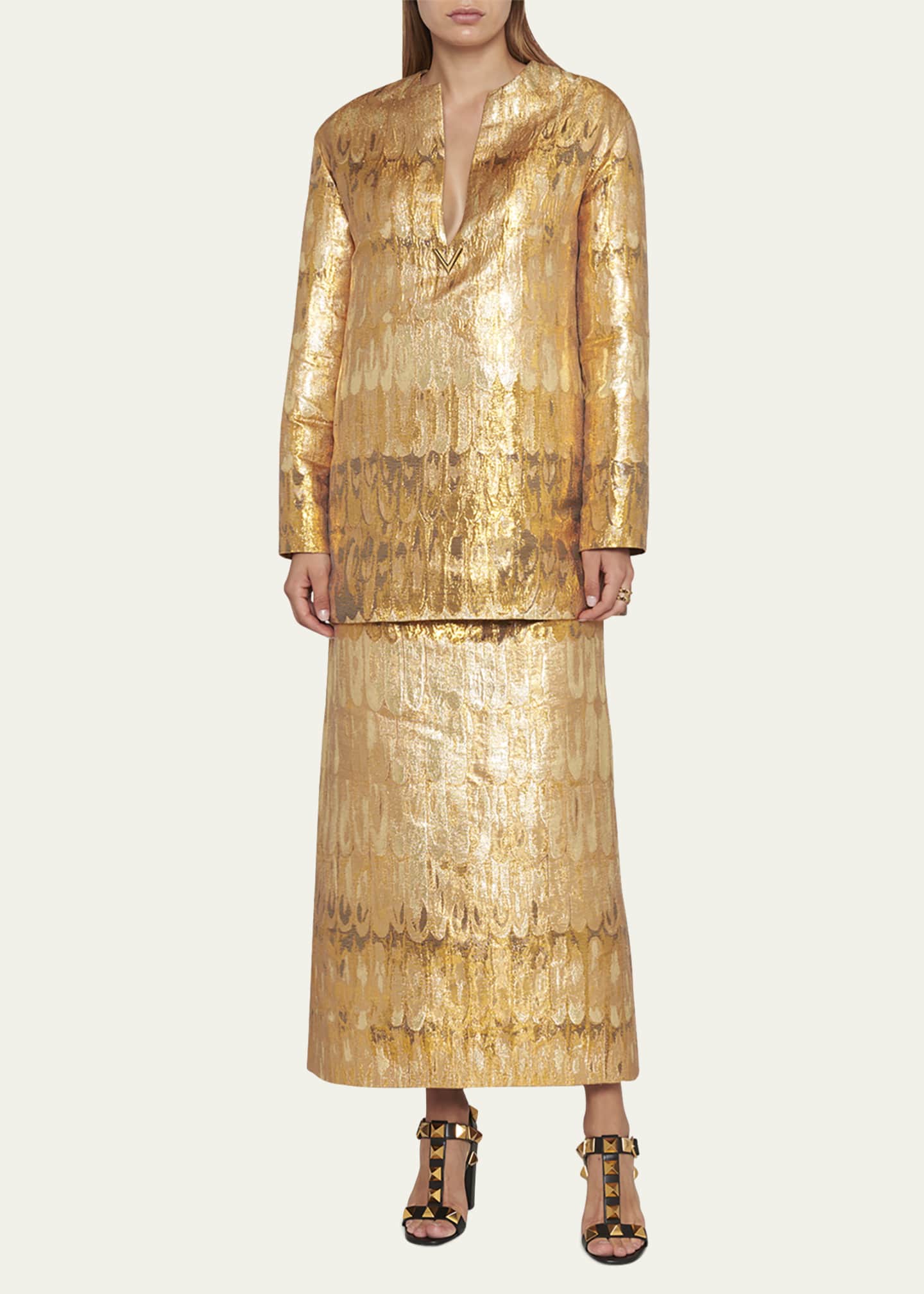 Valentino Garavani Broccato Golden Wings Tunic Dress - Bergdorf Goodman