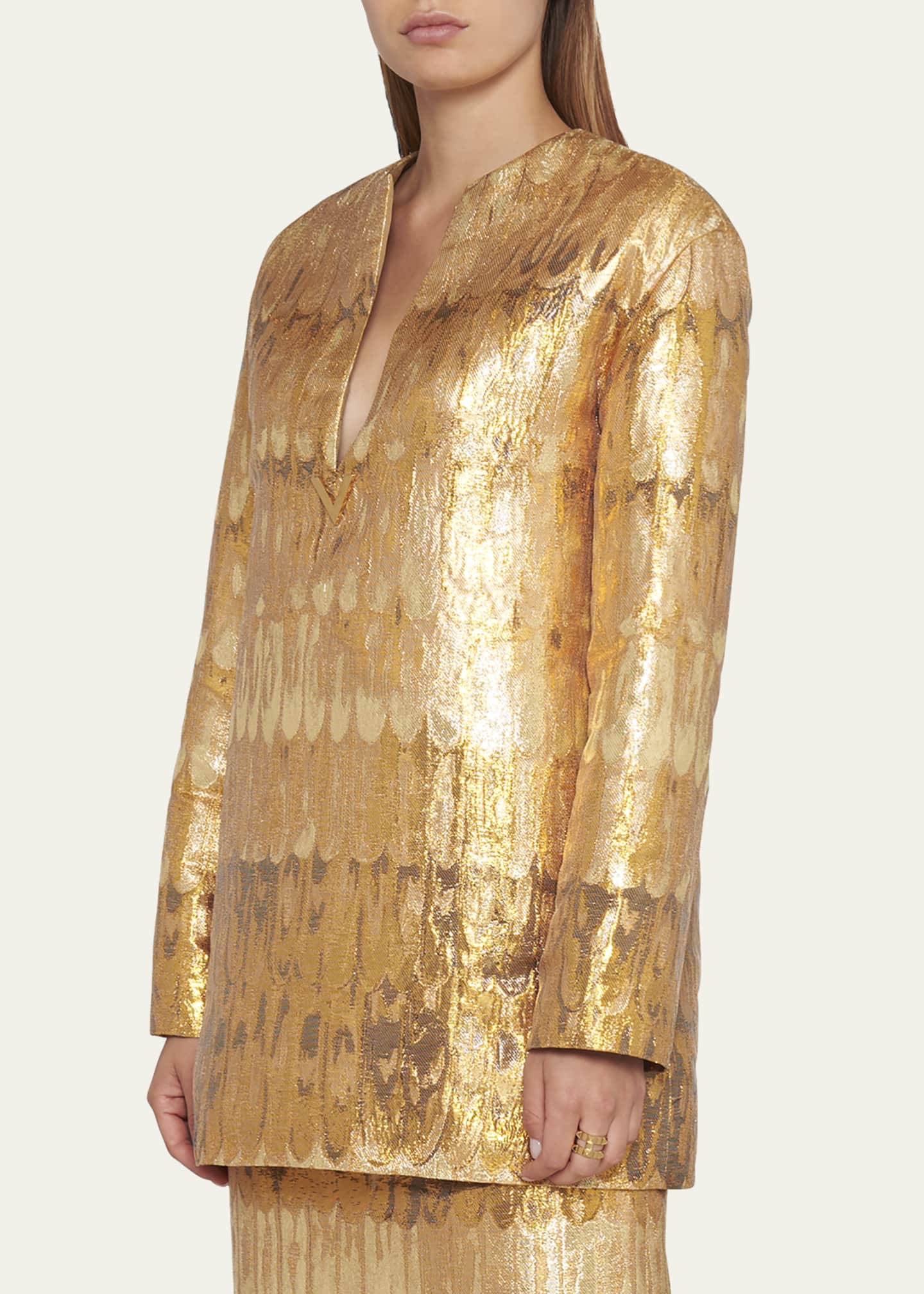 Valentino Garavani Broccato Golden Wings Tunic Dress - Bergdorf Goodman
