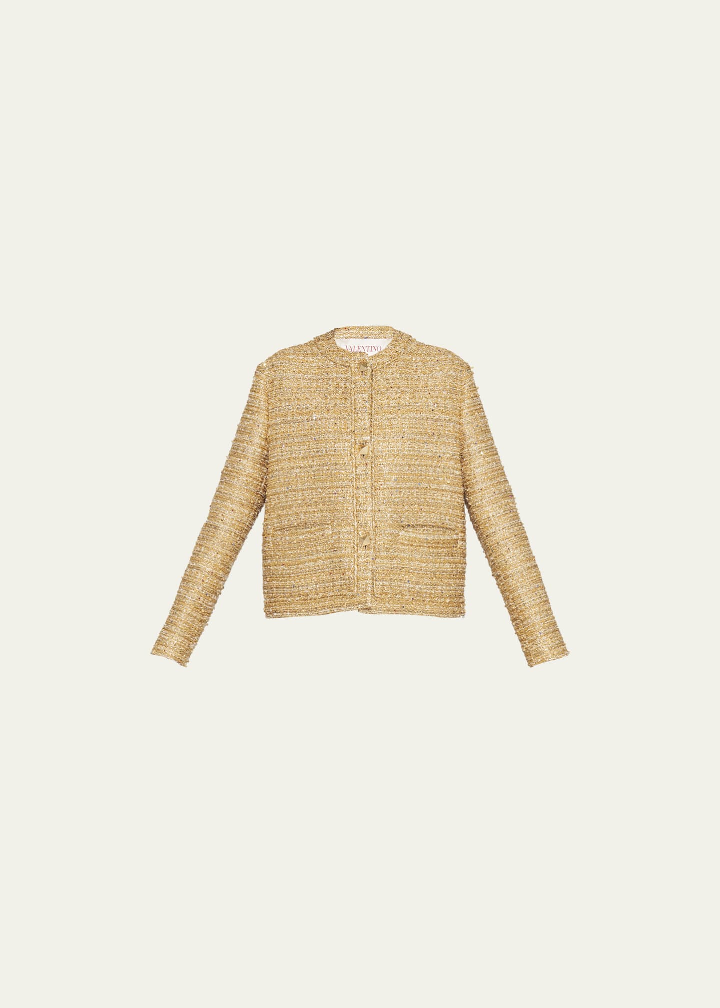 Valentino Garavani Embellished Gold Tweed Jacket - Bergdorf Goodman