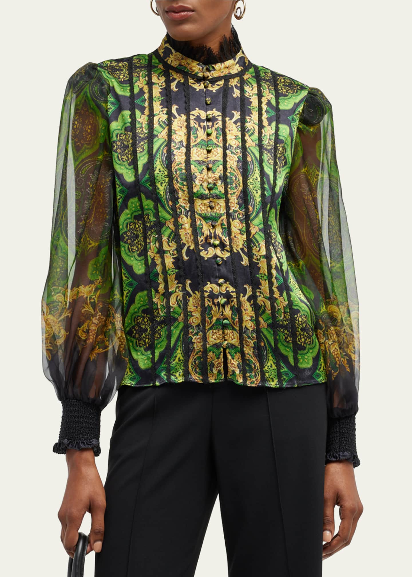 Alice + Olivia Rendezvous Bettina Blouson-Sleeve Top - Bergdorf Goodman
