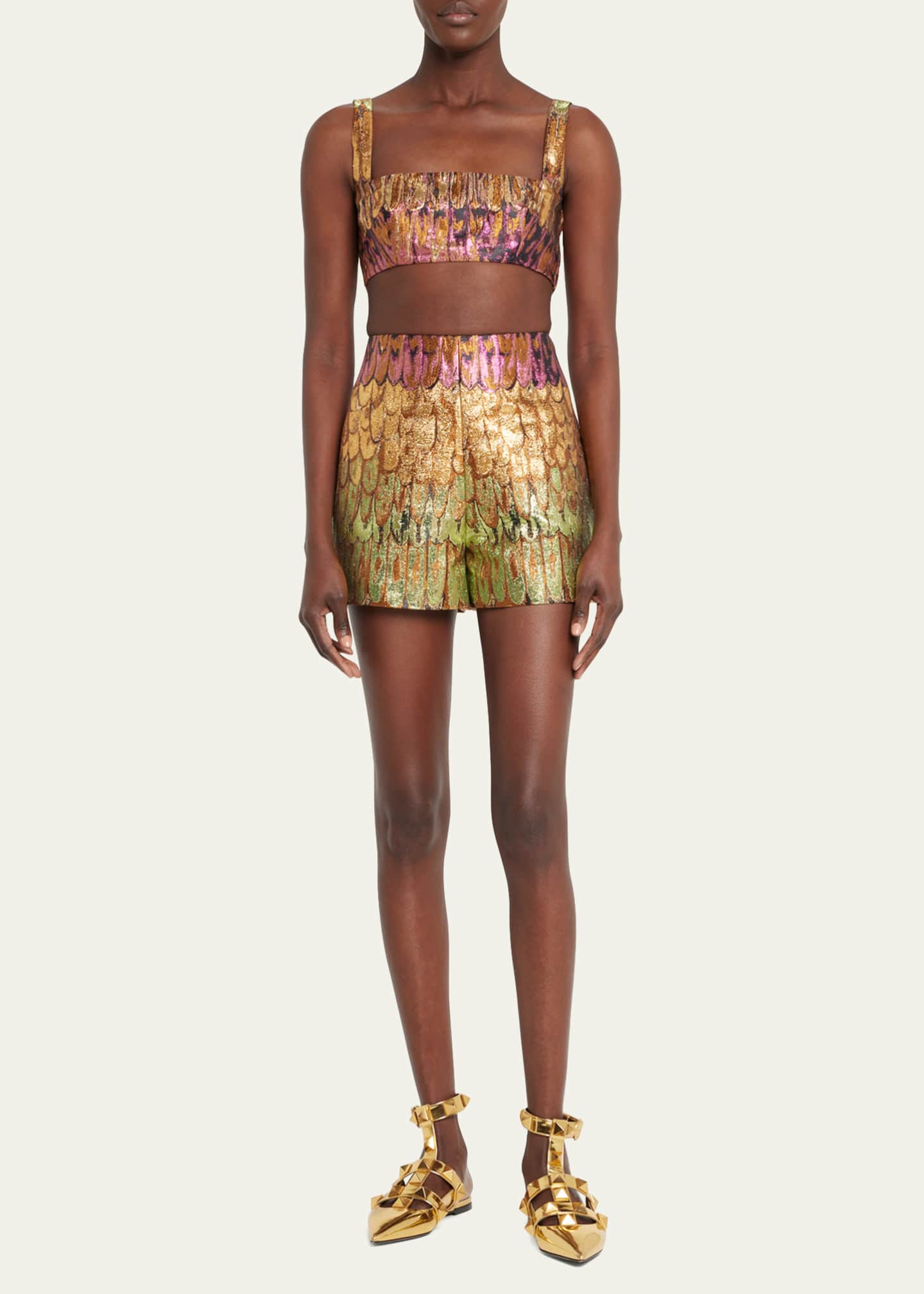 Valentino Garavani Golden Wings Metallic Brocade Bra Top - Bergdorf Goodman