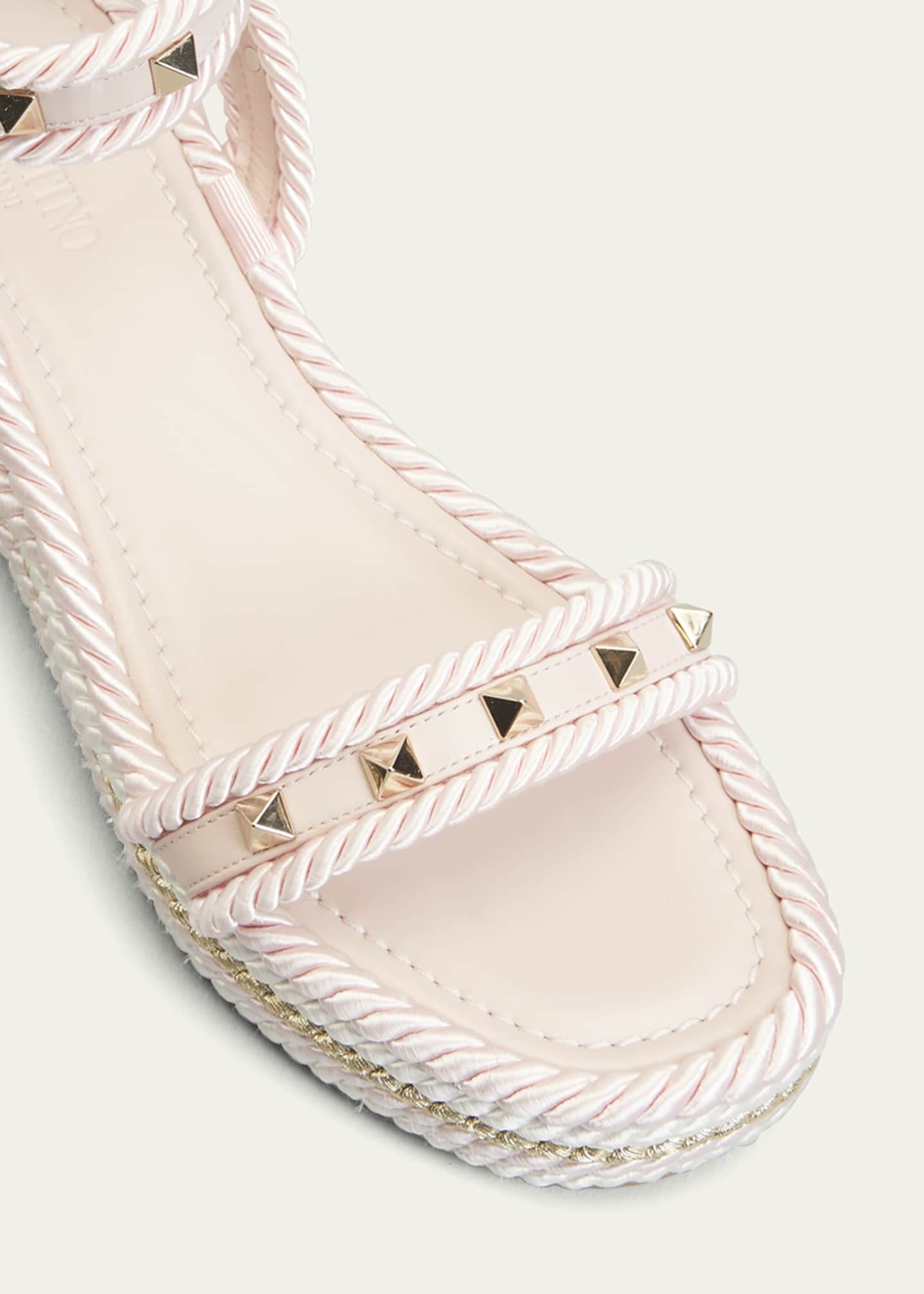 Valentino Garavani Rockstud Rope Wedge Espadrille Sandals - Bergdorf ...