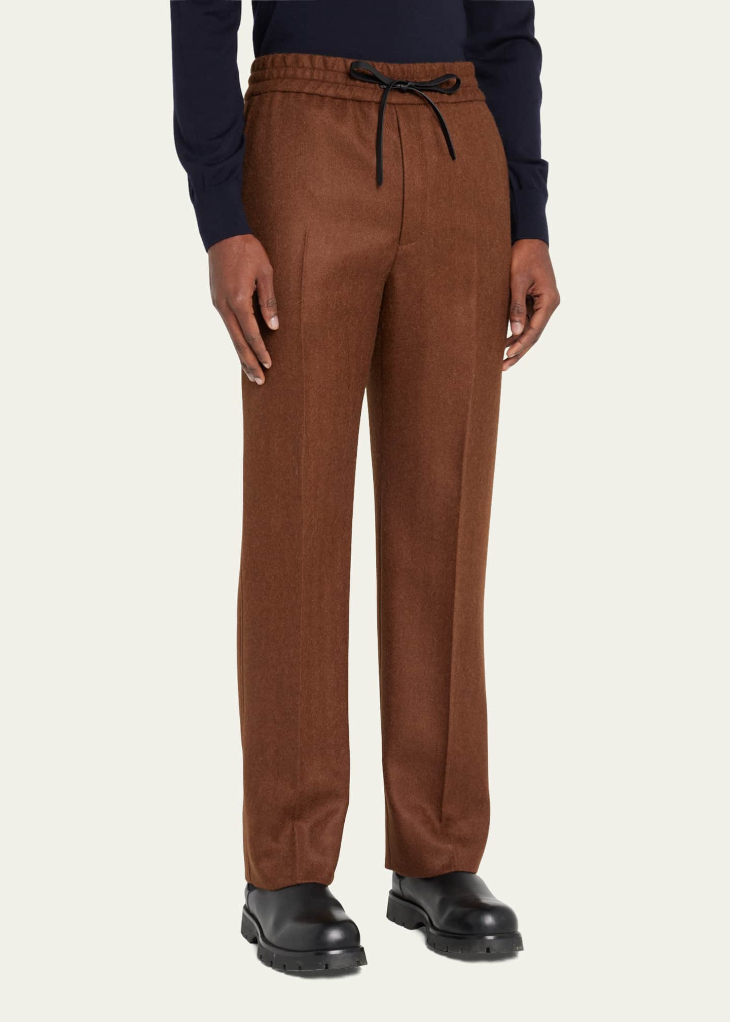 Brioni Men's Leather Drawstring Pants - Bergdorf Goodman