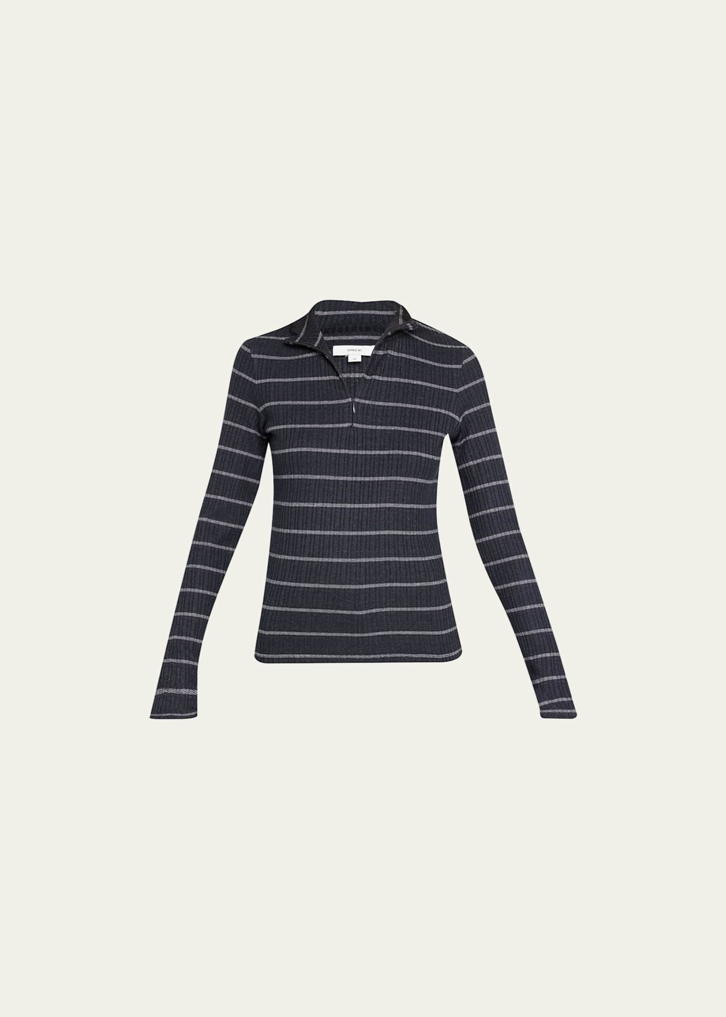 Vince Striped Rib Half-Zip Sweater - Bergdorf Goodman