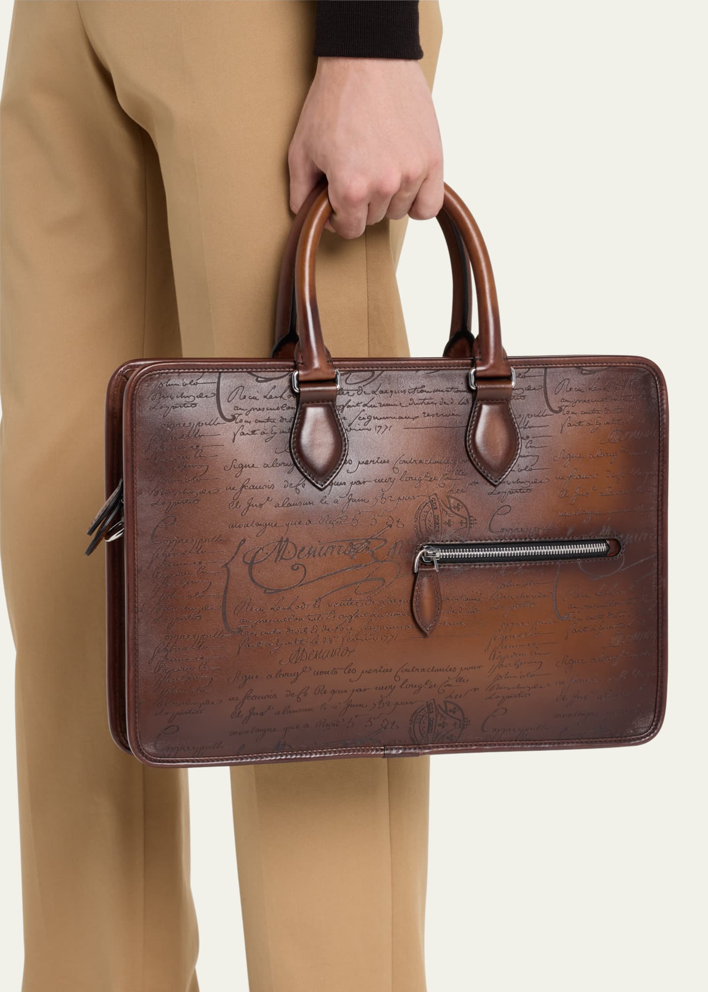 Berluti Men's Un Jour Mini Scritto Leather Briefcase - Bergdorf Goodman