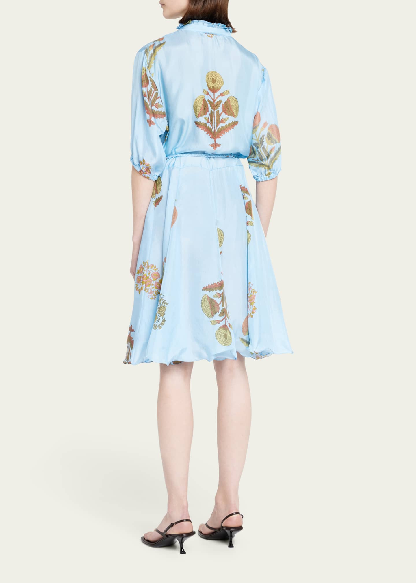 Hannah Artwear Gaia Silk Habotai Puff-Sleeve Mini Dress - Bergdorf Goodman