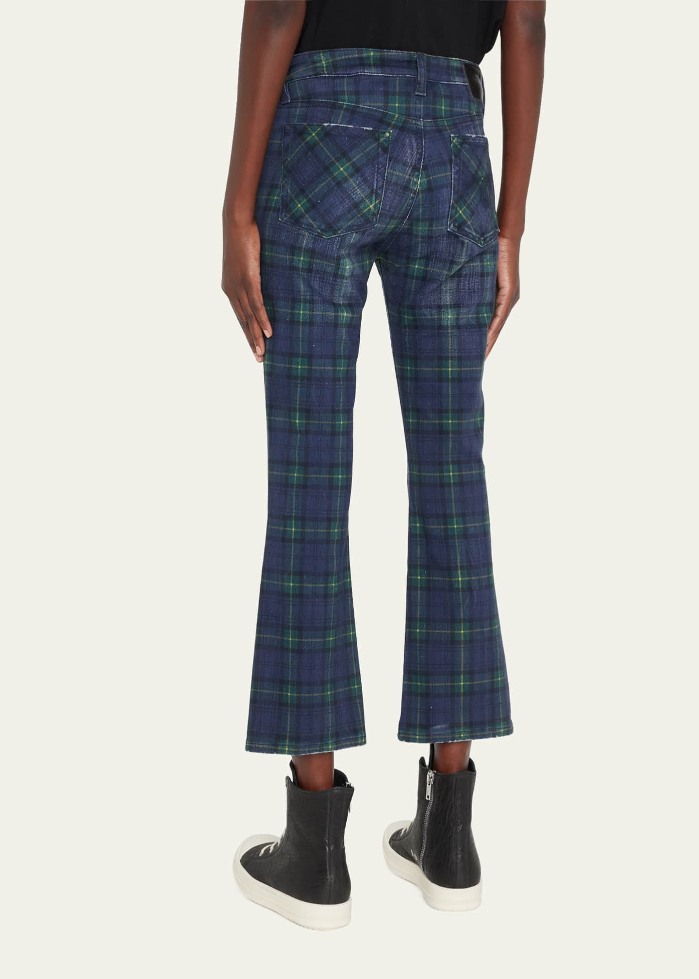 R13 Plaid Mid-Rise Cropped Flared Jeans - Bergdorf Goodman