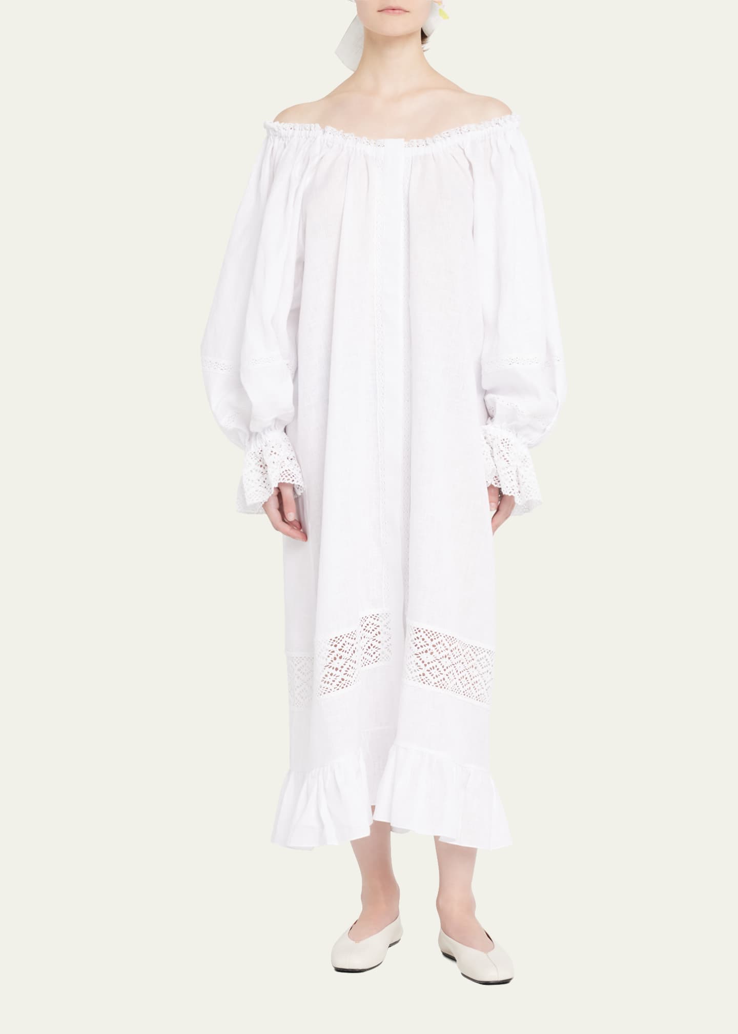 Sleeper Opera Off-Shoulder Linen Dress - Bergdorf Goodman