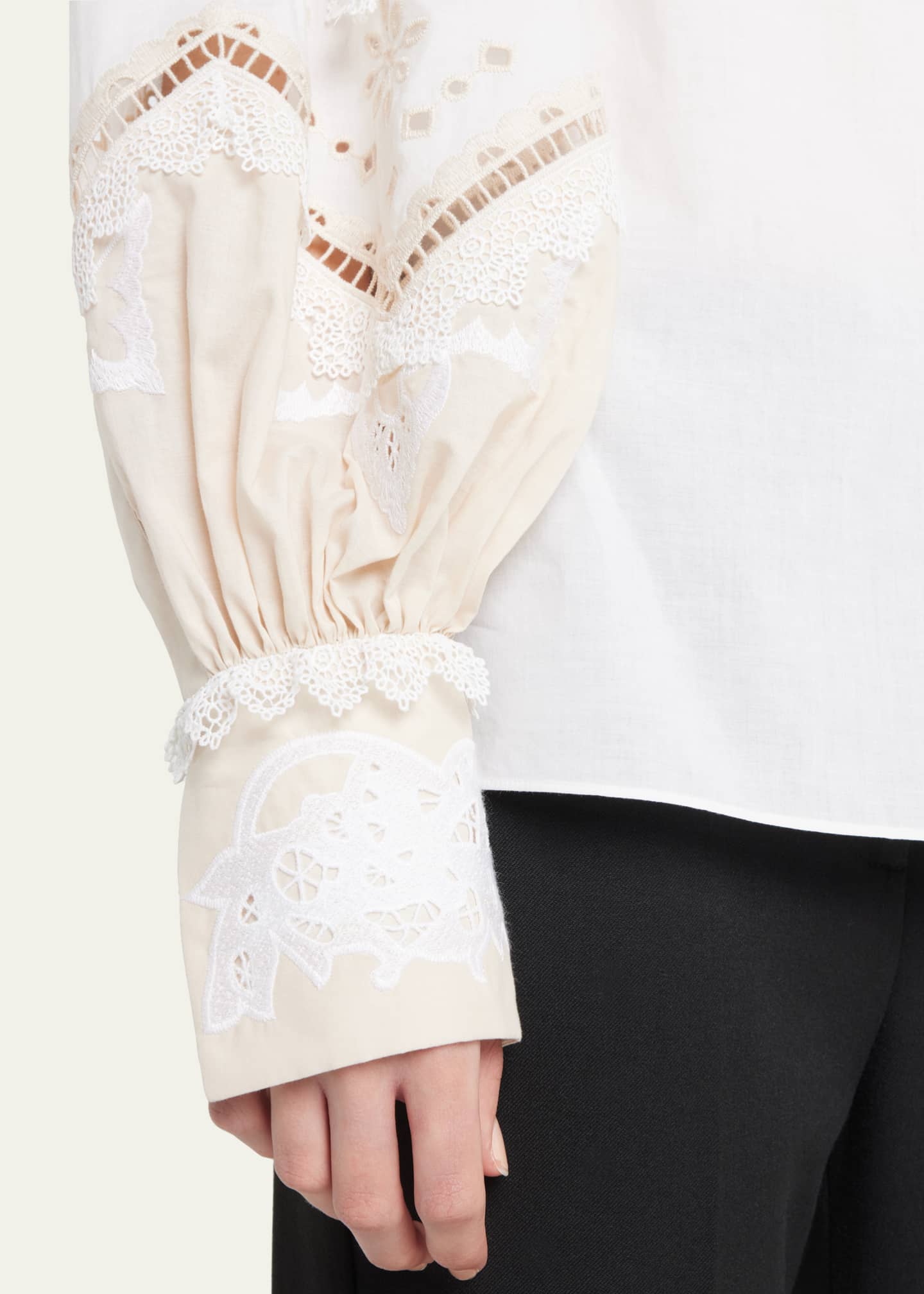 Kobi Halperin Skylar Embroidered Lace-Trim Cutout Blouse - Bergdorf Goodman