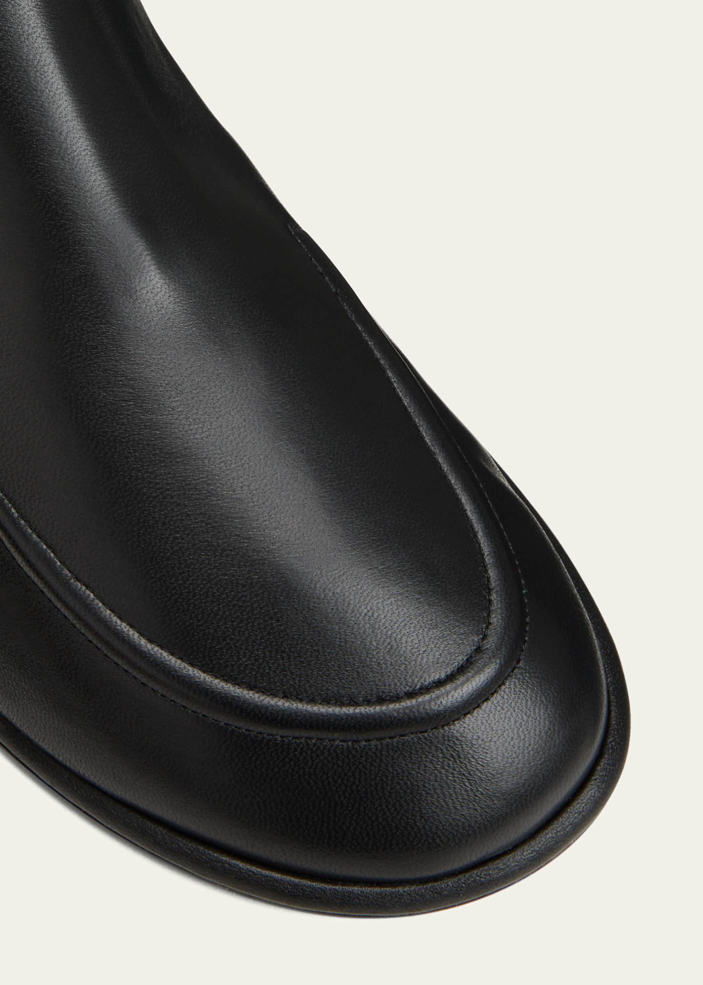 THE ROW Canal Leather Apron-Toe Booties - Bergdorf Goodman