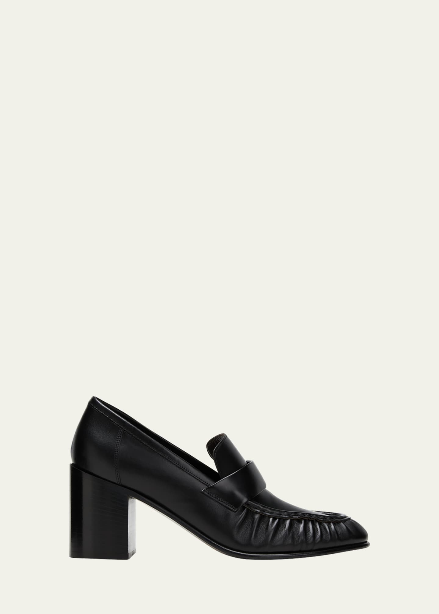 THE ROW Leather Heeled Loafer Pumps - Bergdorf Goodman