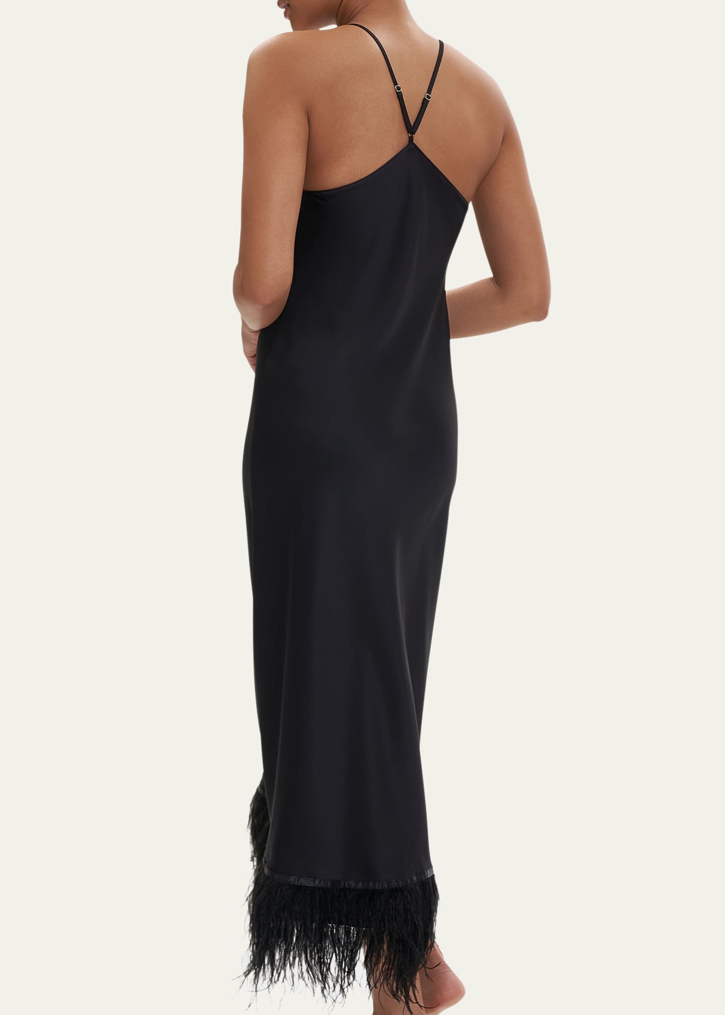 Rya Collection Swan Cowl-Neck Feather-Trim Nightgown - Bergdorf Goodman