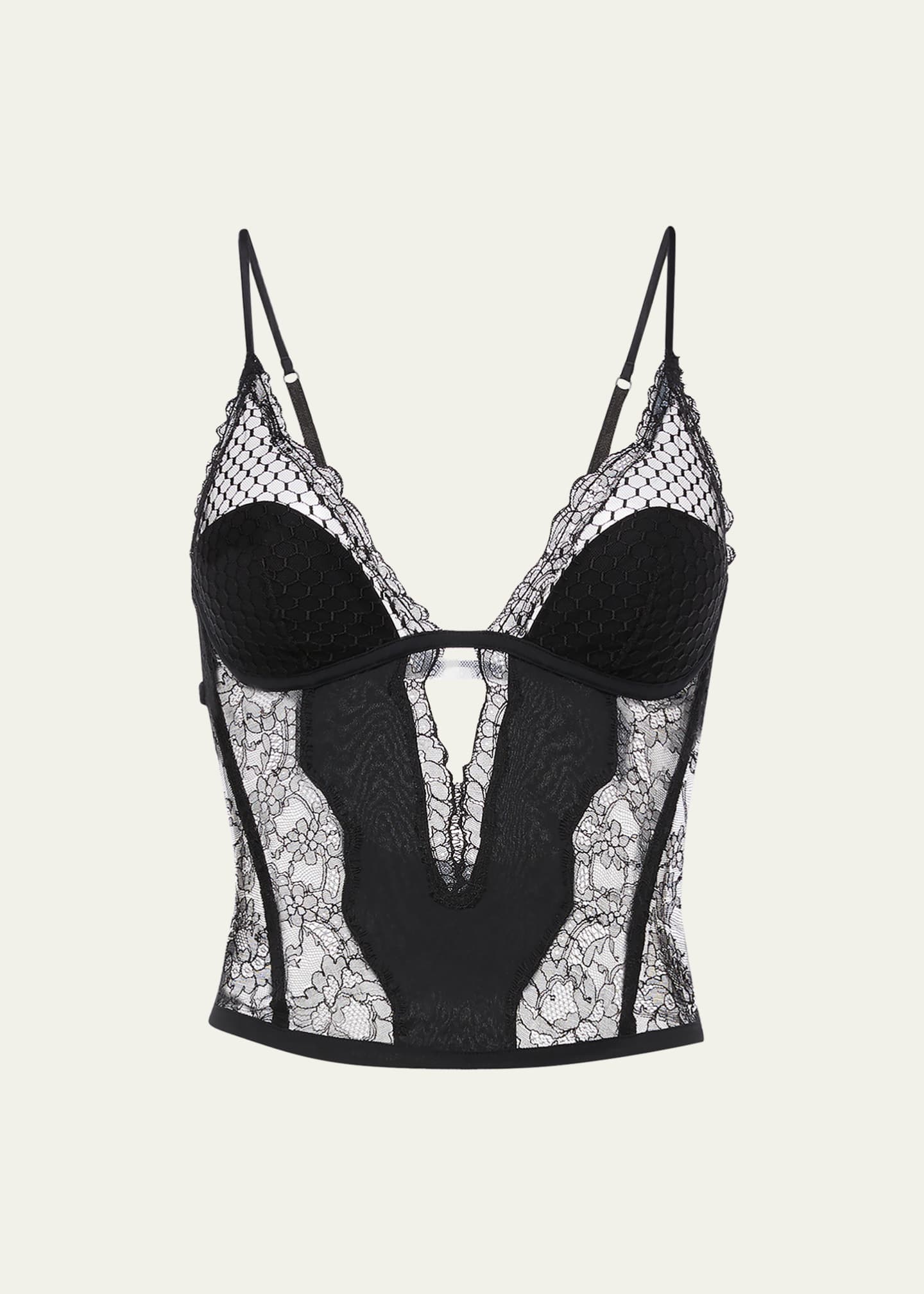 La Perla Honeycomb Shadows Cutout Lace Corset Bergdorf Goodman