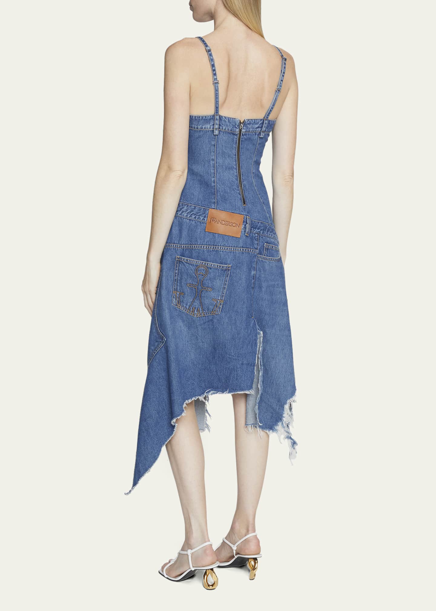 JW Anderson Asymmetric Distressed Denim Camisole Dress - Bergdorf Goodman