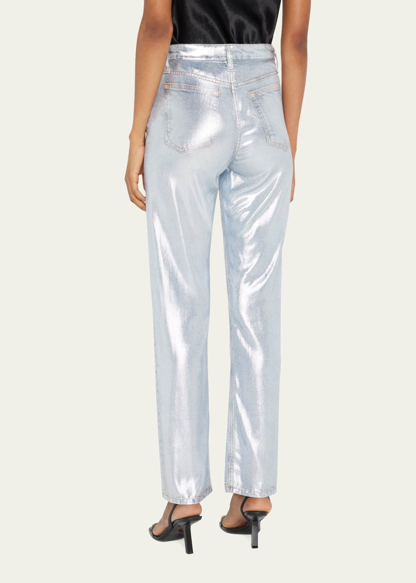Rag & Bone Alex High-Rise Straight Metallic Jeans - Bergdorf Goodman