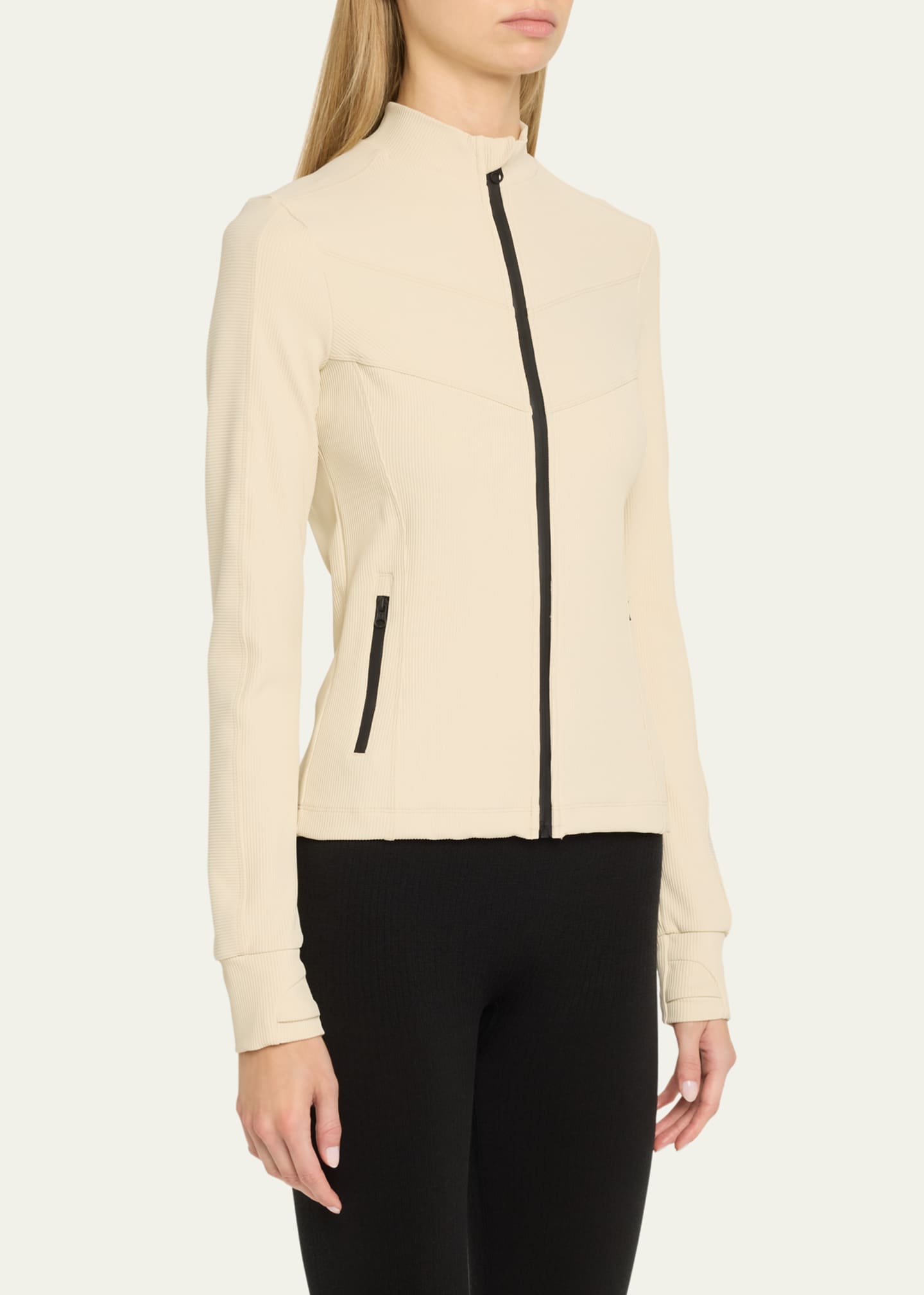 Blanc Noir Directional Rib Fitted Jacket - Bergdorf Goodman Blanc Noir Directional Rib Fitted Jacket - Bergdorf Goodman