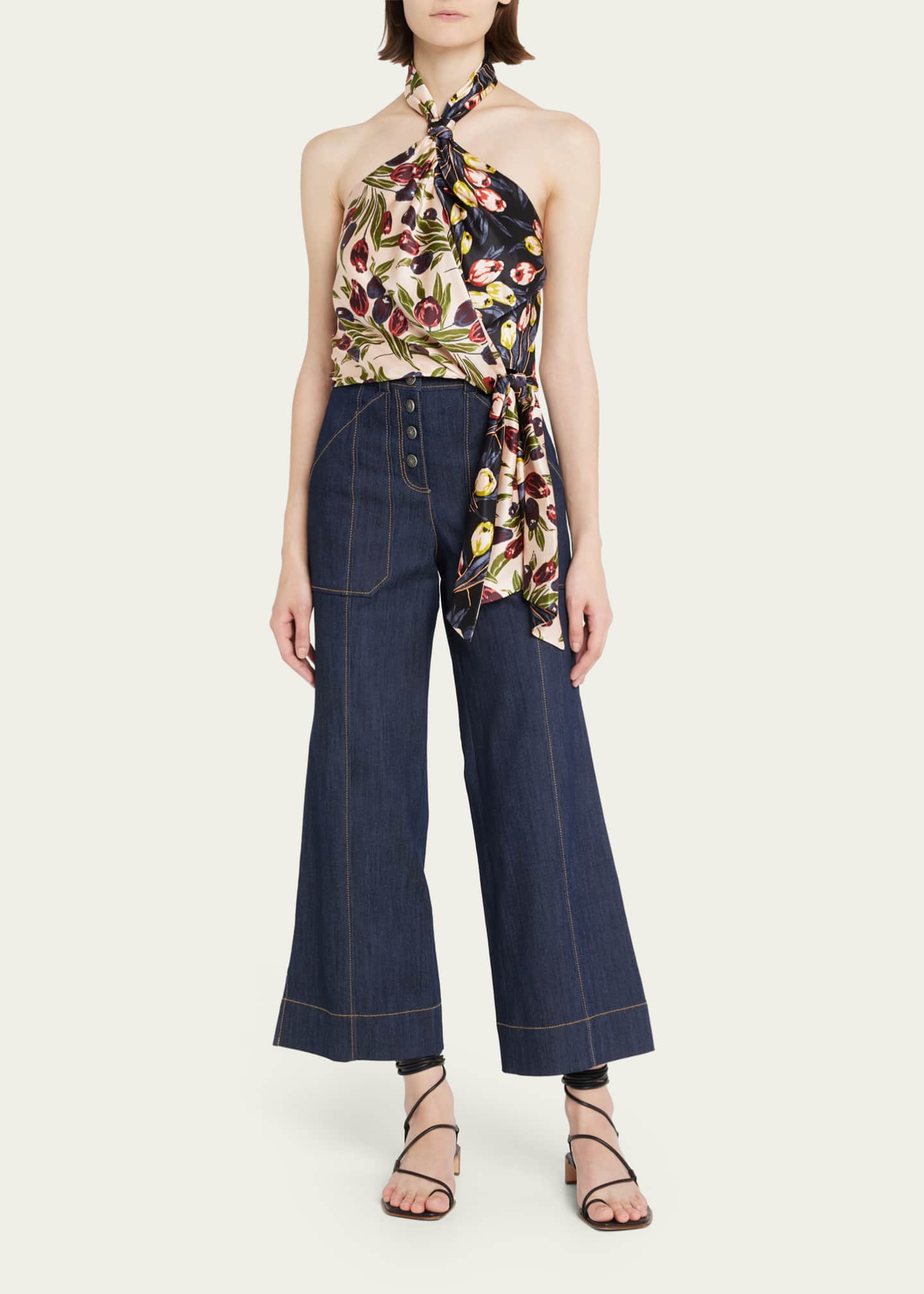 Cinq a Sept Clarke Printed Silk Halter Top - Bergdorf Goodman