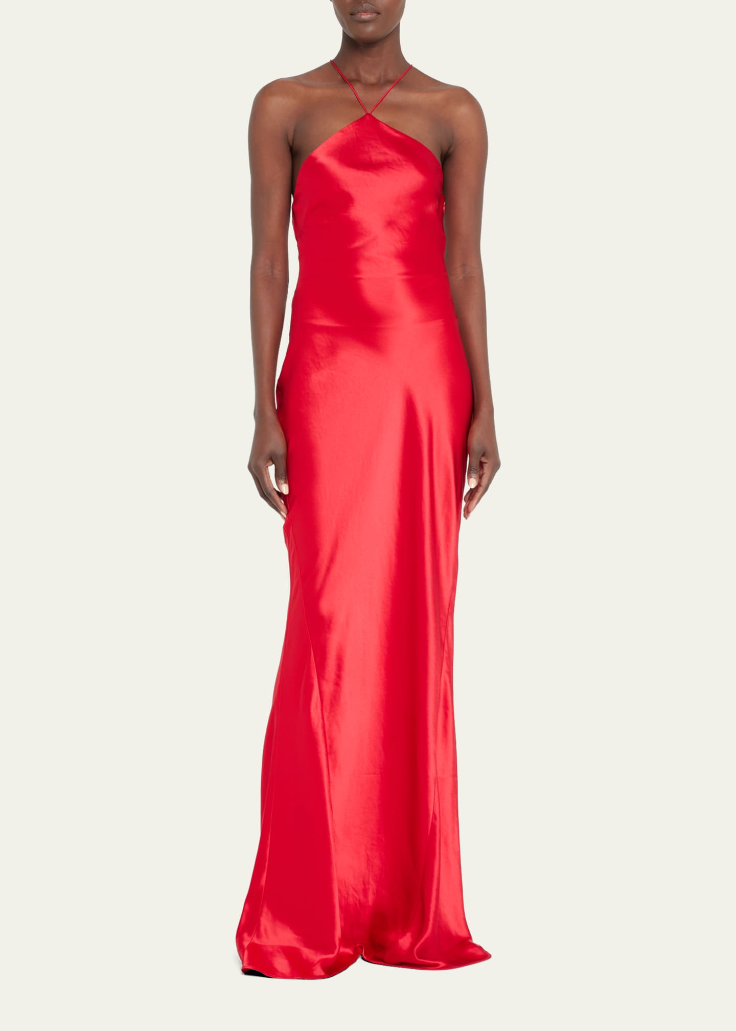 Retrofete Justine Crisscross Cowl-Back Satin Halter Gown - Bergdorf Goodman