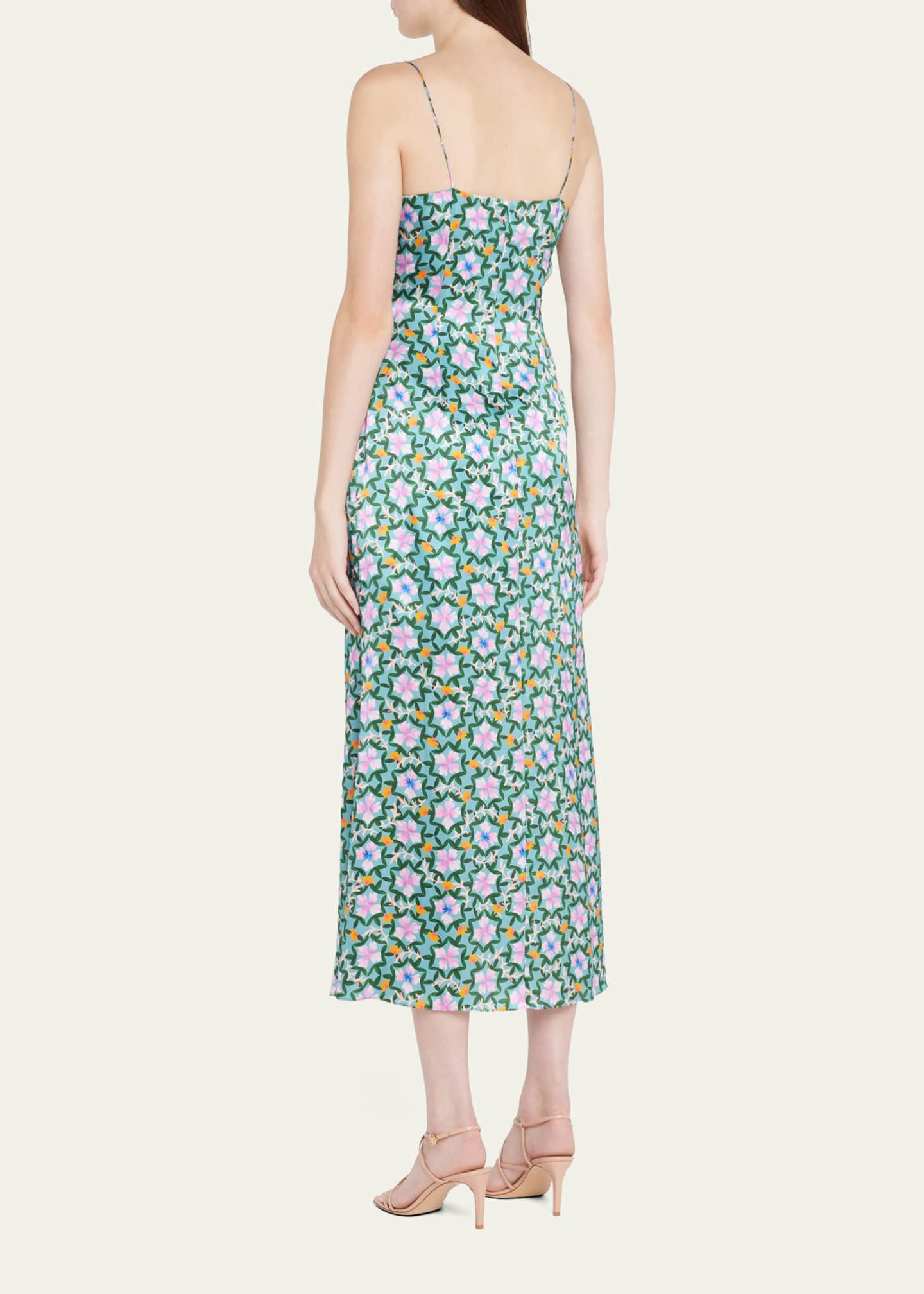 Saloni Penelope-B Floral Silk Midi Dress - Bergdorf Goodman