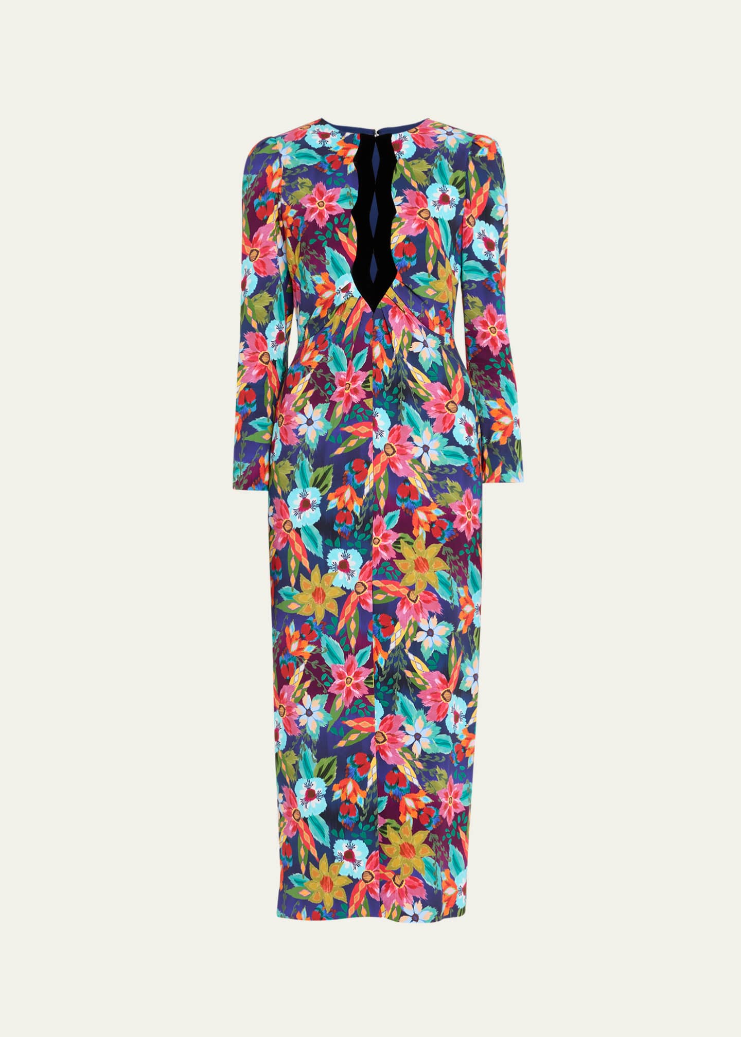 Saloni Jinx-C Velvet Cutout Midi Dress - Bergdorf Goodman