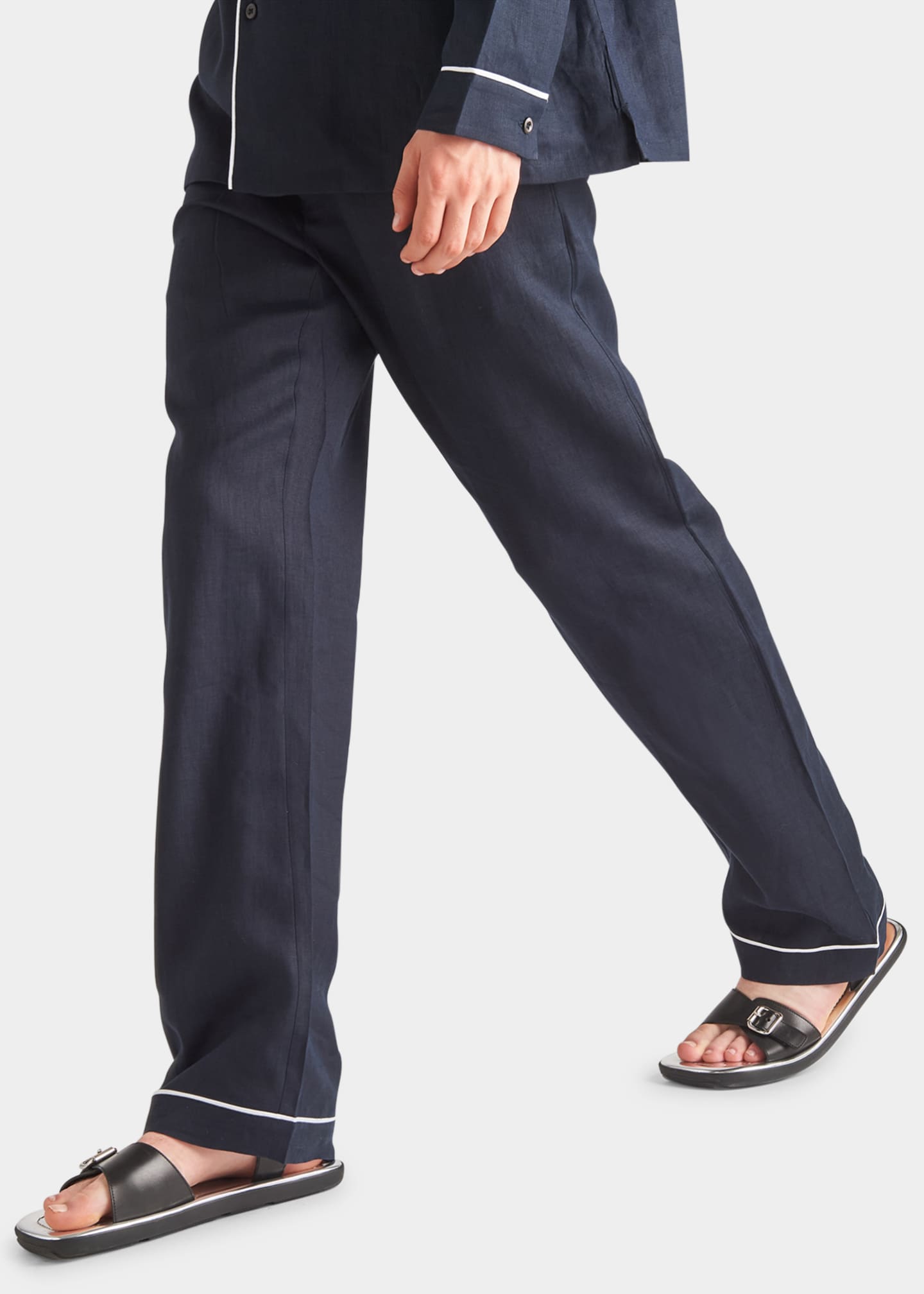 Prada Men's Piped Linen Pajama Pants - Bergdorf Goodman