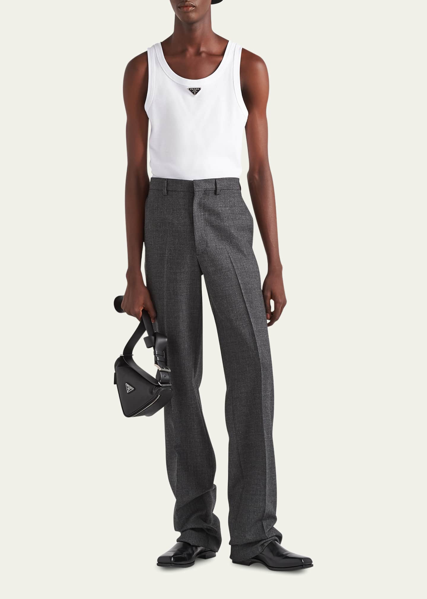 Prada Men's Ribbed Cotton Logo Tank Top - Bergdorf Goodman