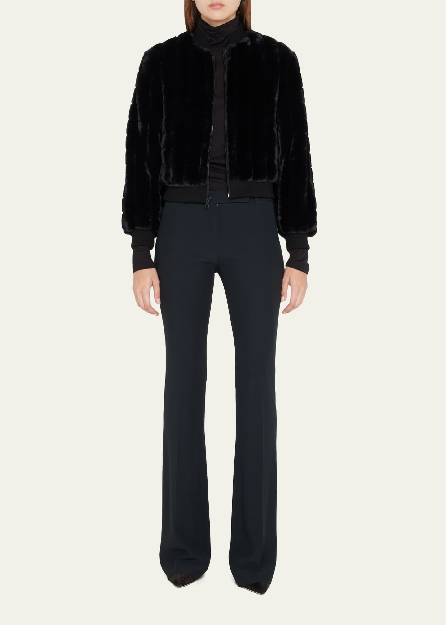 Alice + Olivia Latanya Cropped Faux Fur Varsity Jacket - Bergdorf Goodman