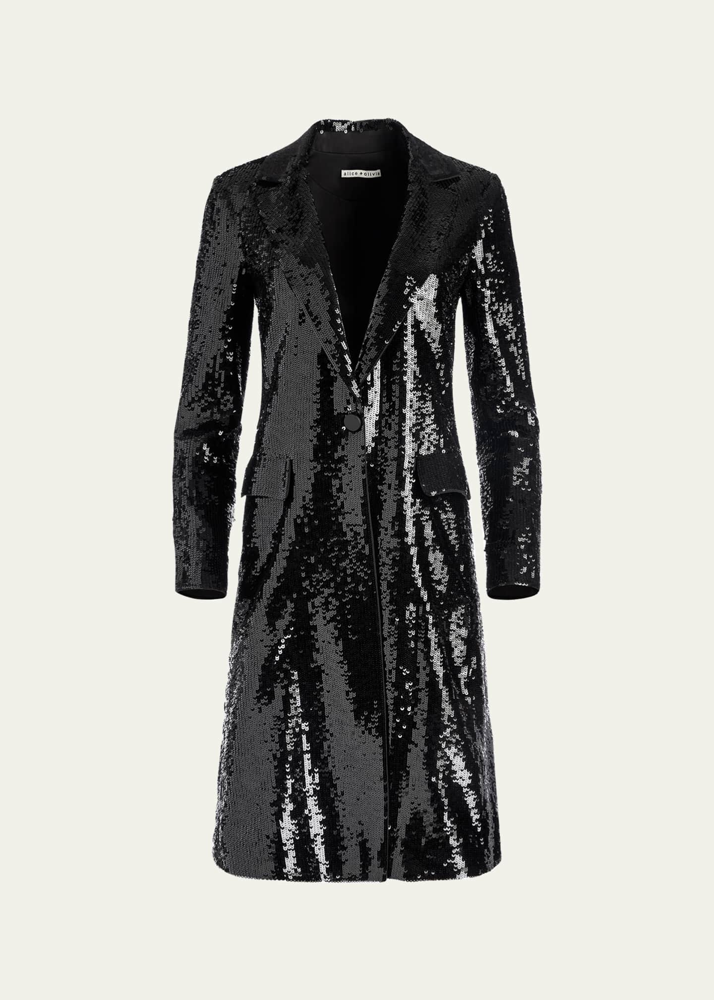 Alice + Olivia Macey Long Sequined Blazer - Bergdorf Goodman