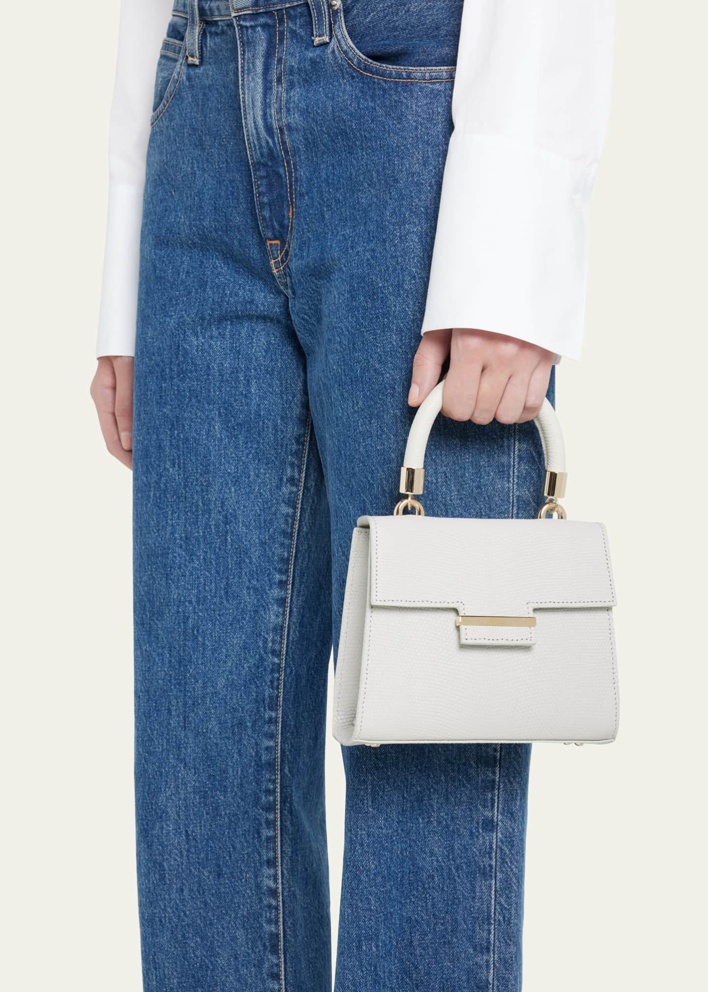 Maria Oliver Michelle Mini Lizard Top-Handle Bag - Bergdorf Goodman