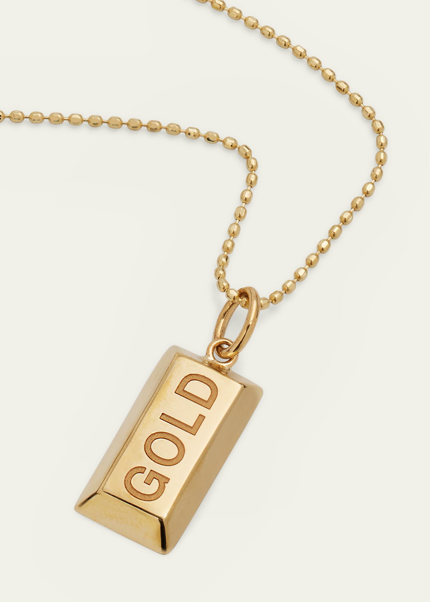 Sydney Evan Gold Bar Ingot Charm on Light Bolita Chain Necklace ...