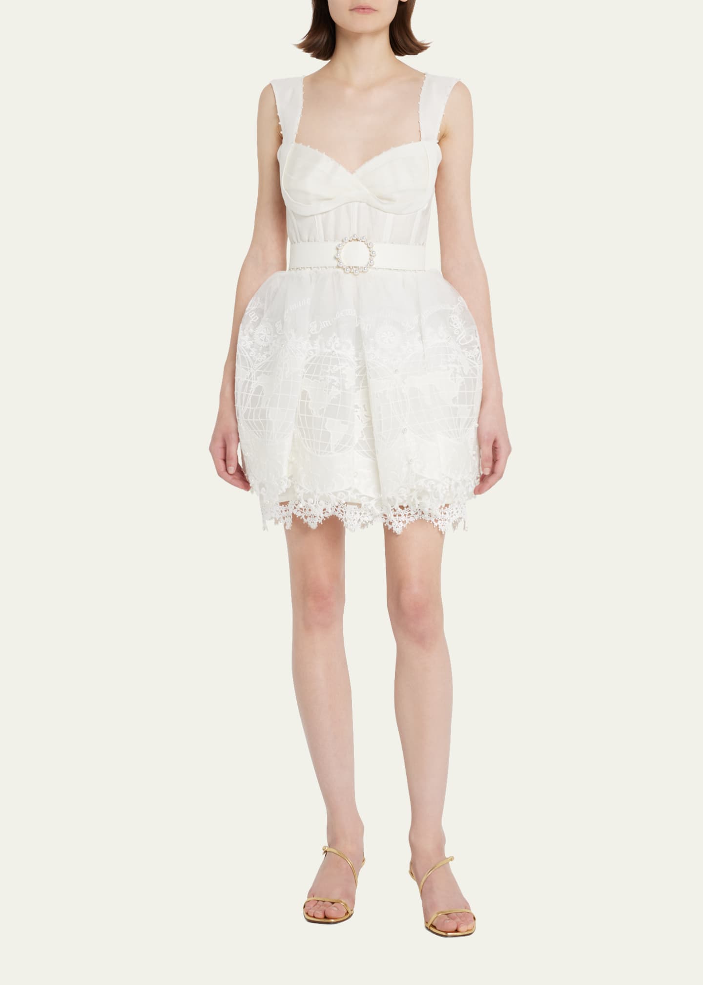 Zimmermann High Tide Embroidered Corset Mini Dress - Bergdorf Goodman