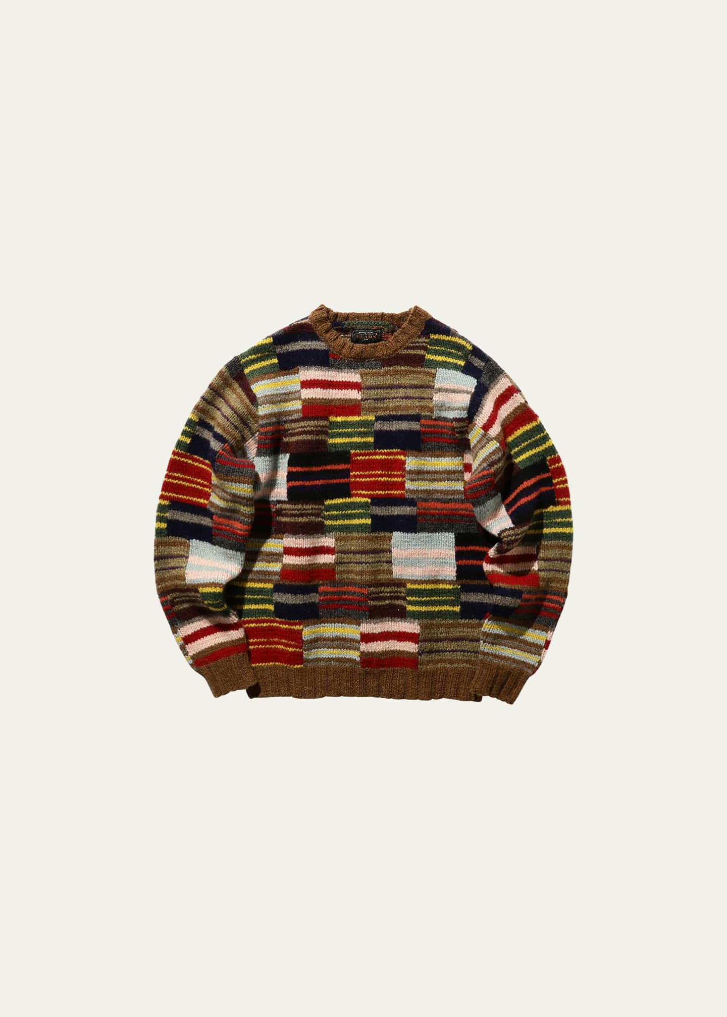 Beams Plus Men's Patchwork Stripe Sweater - Bergdorf Goodman
